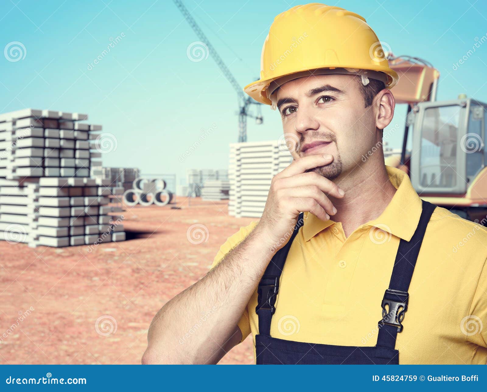 Handyman at Construction Site Stock Image - Image of worker ...