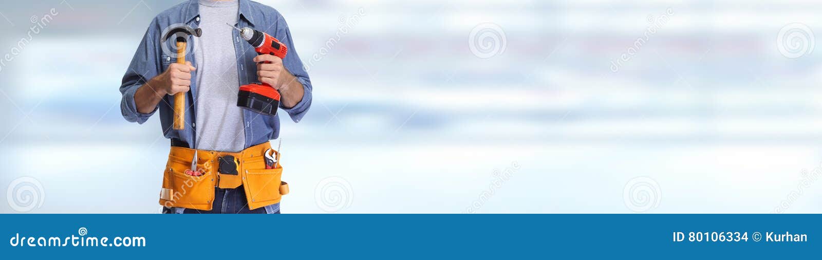 Handyman with Construction Tools. Stock Photo - Image of hands, renewal ...