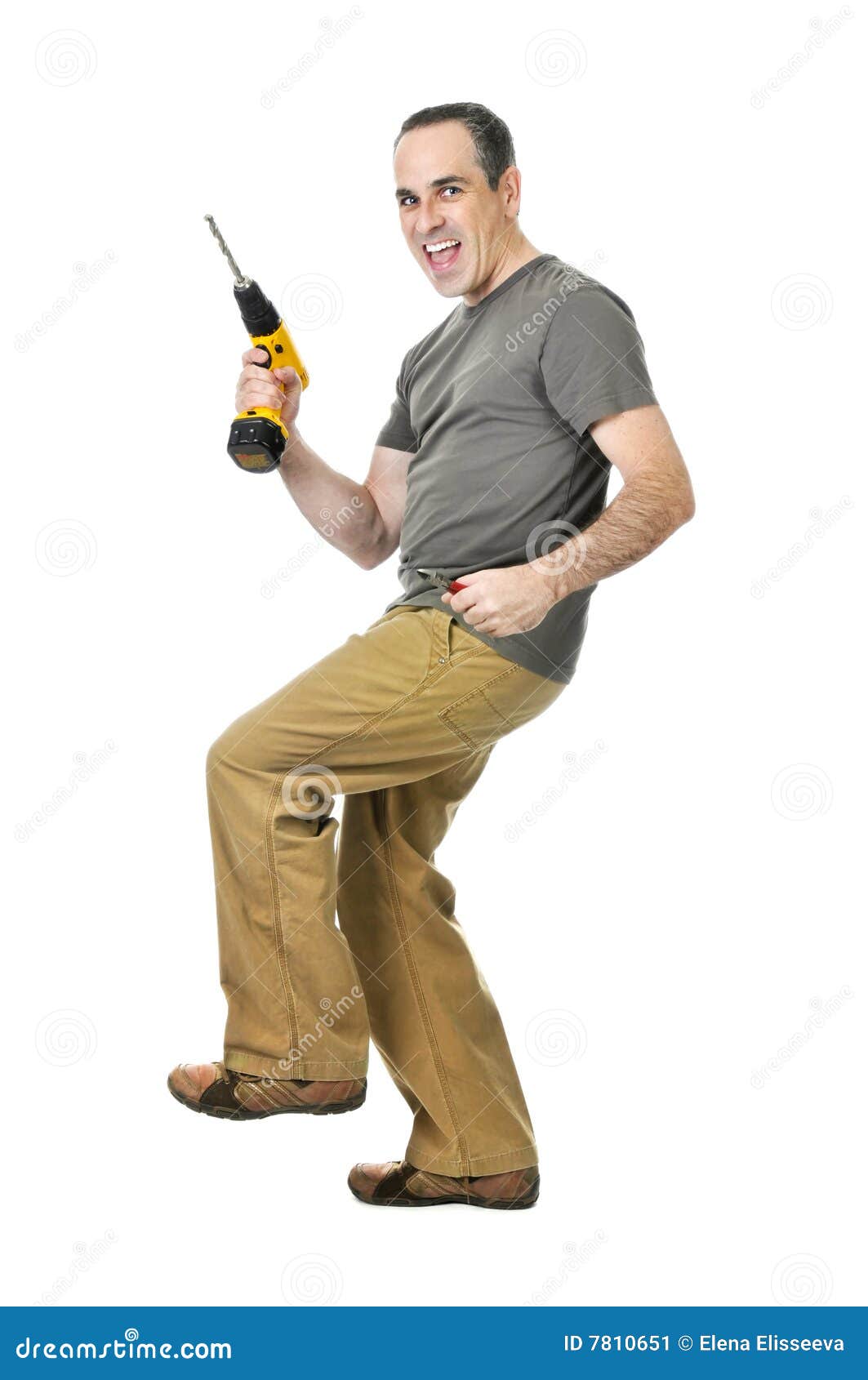 Handyman with a Drill and Wire Cutters Stock Image - Image of ...