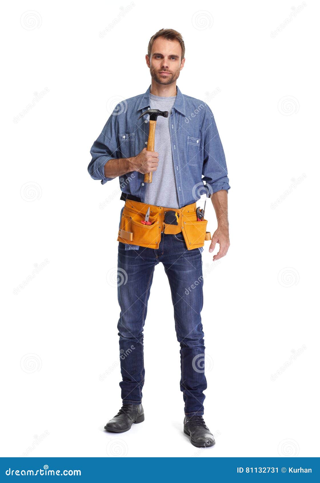 Handyman. stock image. Image of person, repairman, isolated - 81132731