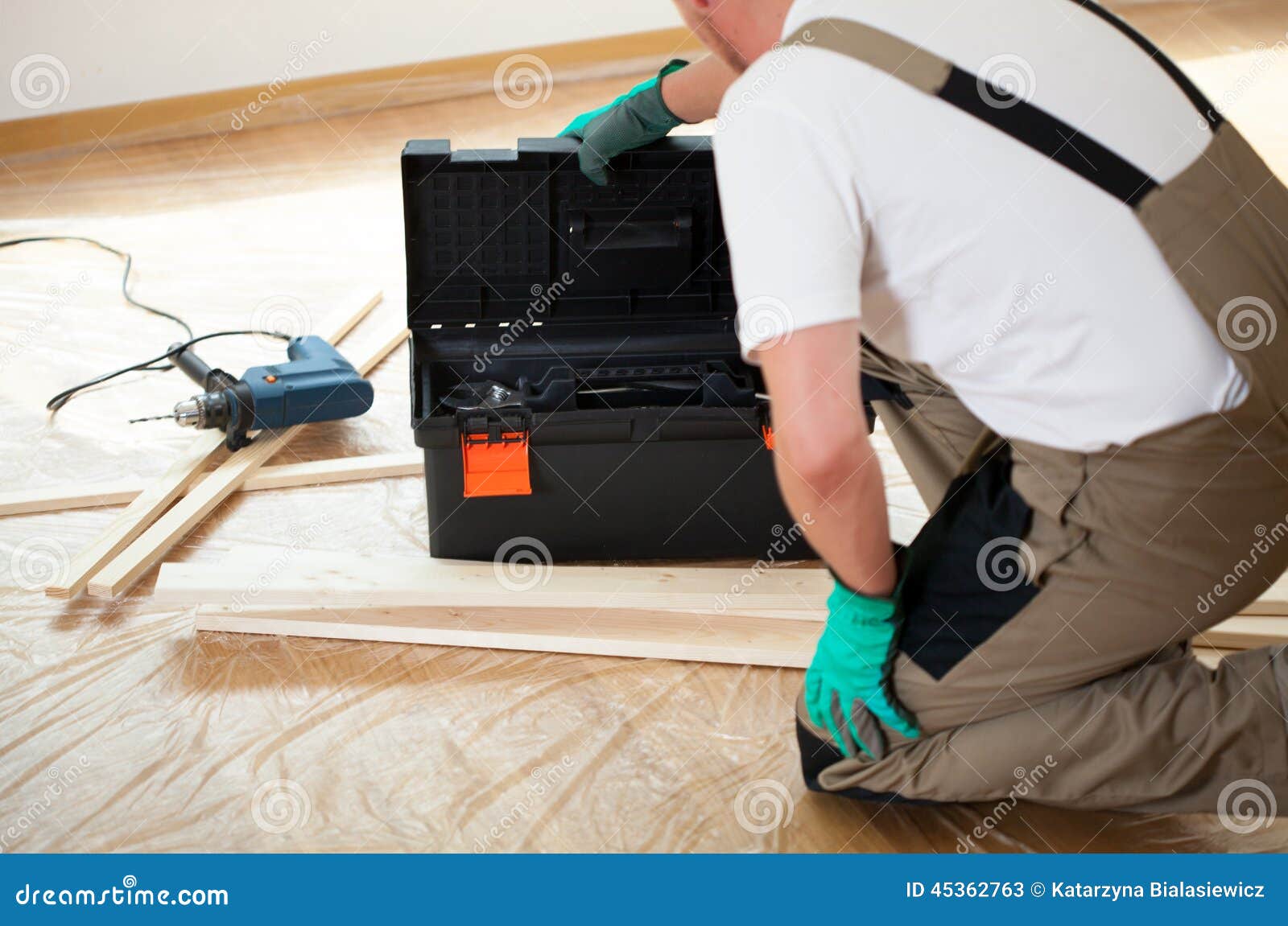 Handyman during House Renovation Stock Image - Image of look ...