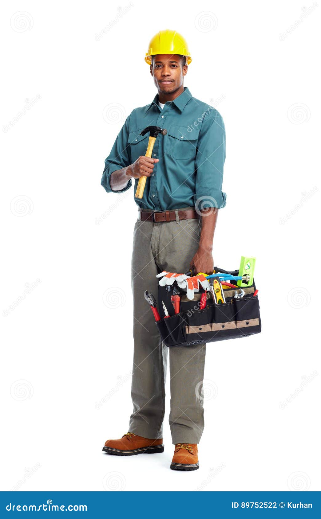 Handyman Isolated White Background. Stock Photo - Image of isolate ...