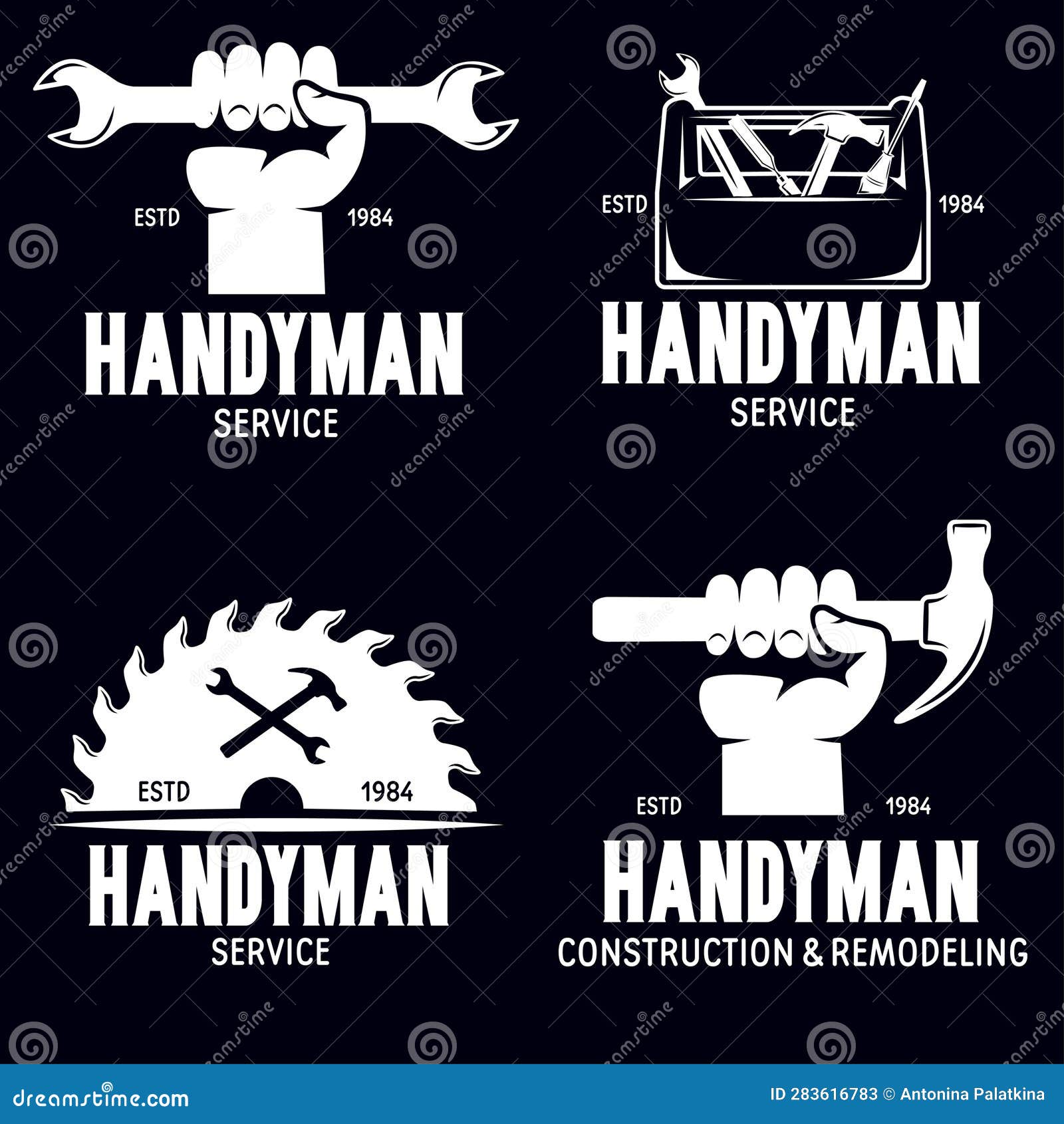 Handyman Labels Badges Emblems and Design Elements. Tools Silhouettes ...