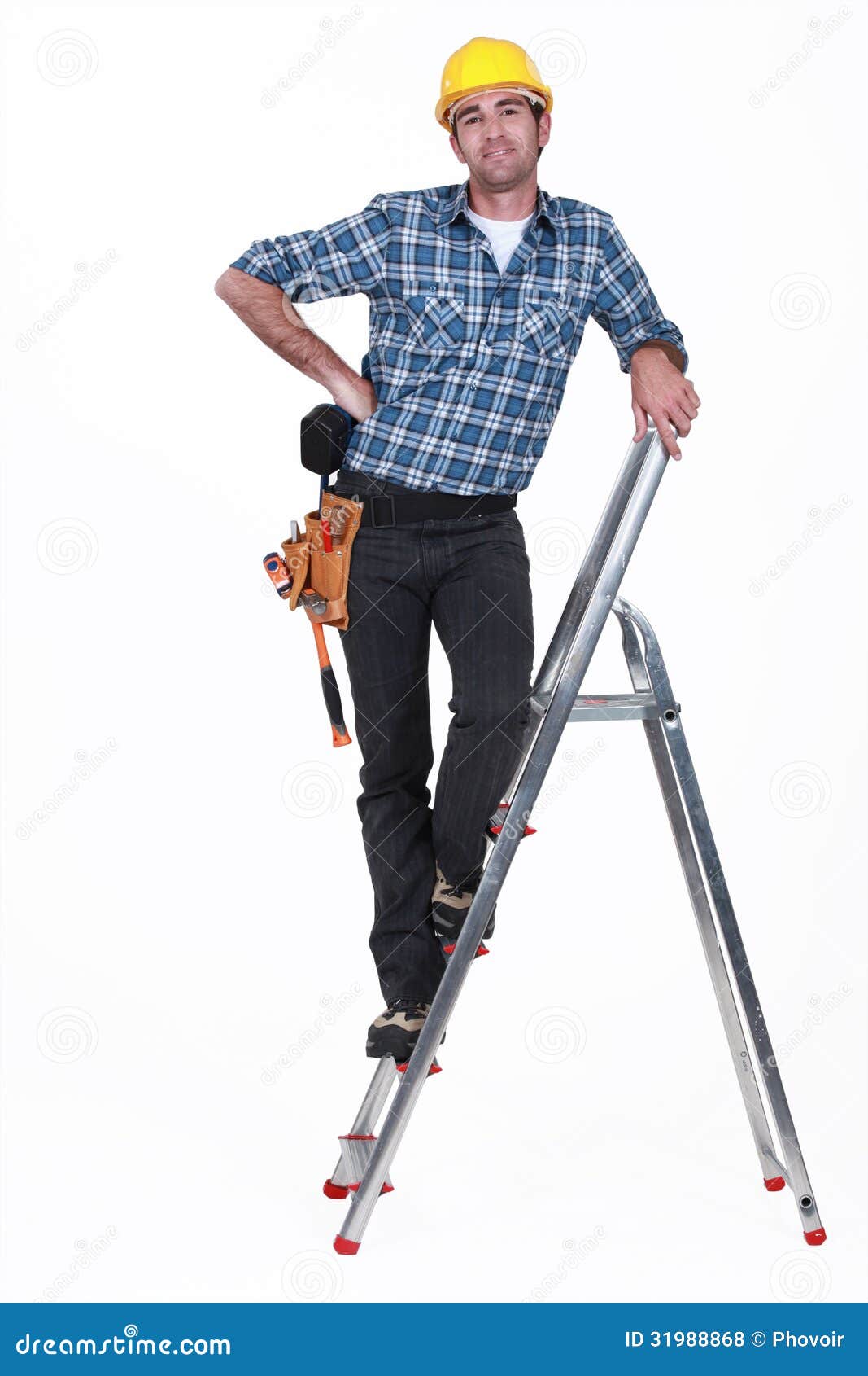 An handyman on a ladder. stock photo. Image of electrical - 31988868
