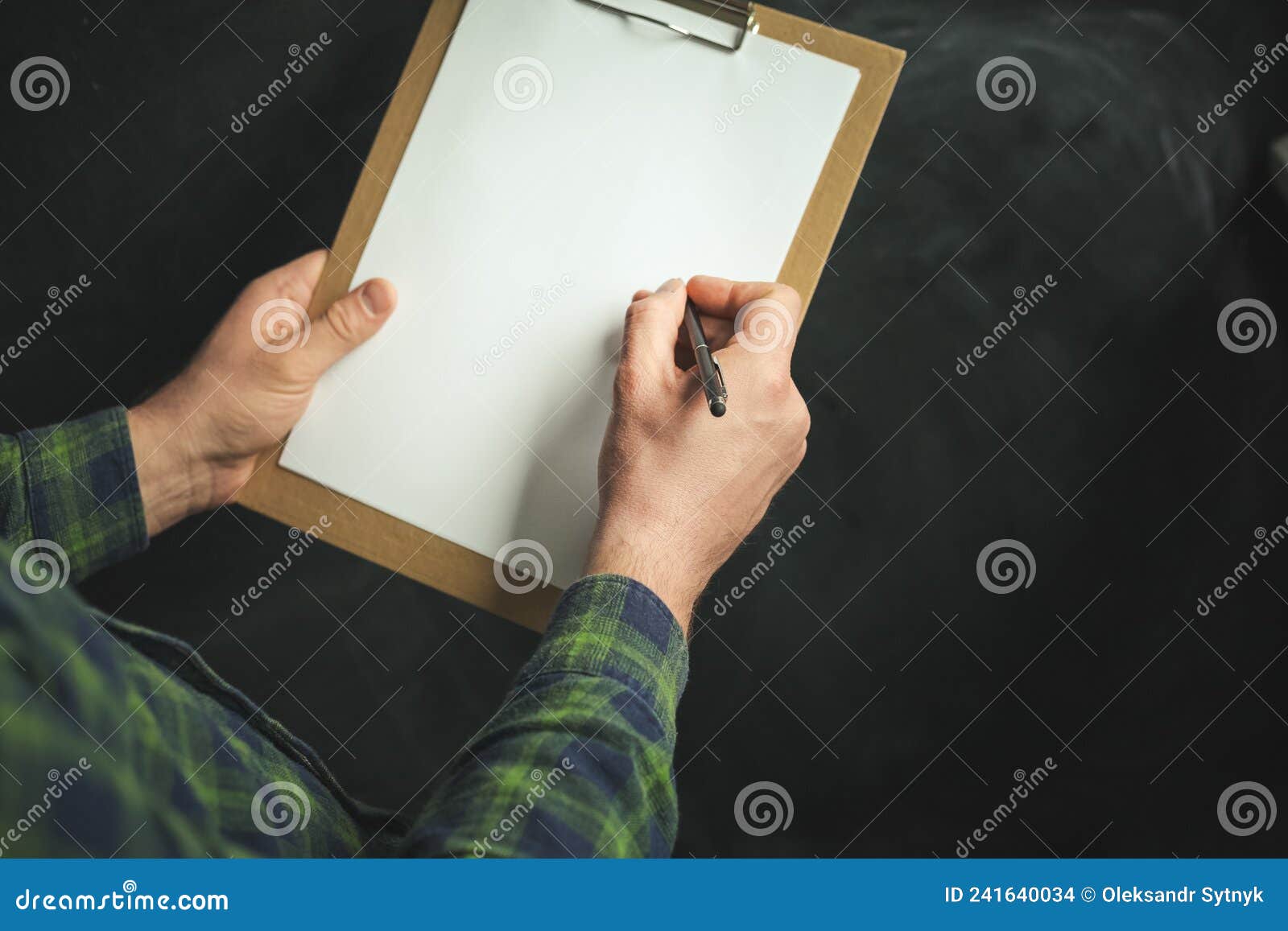 Man Hands Holding Blank Notepad with a Free Space for a Text Stock ...