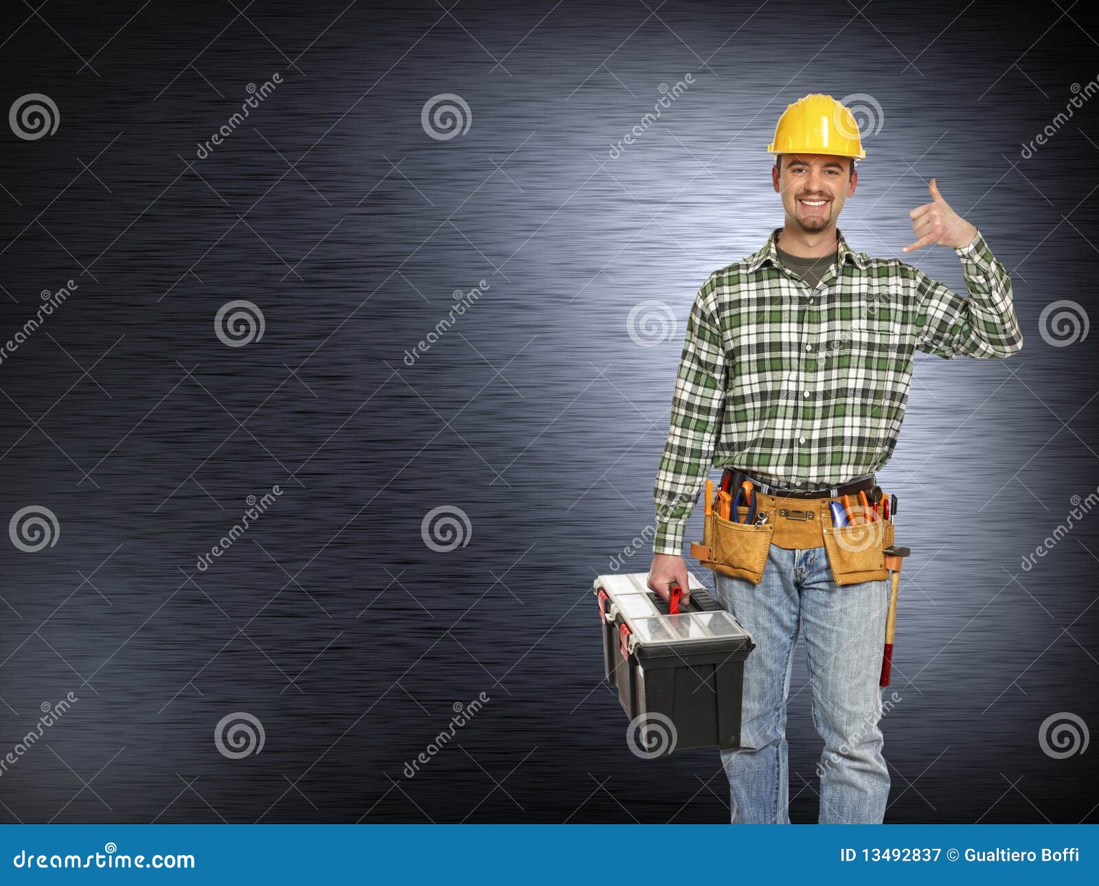 Handyman and Metal Background Stock Image - Image of construction ...