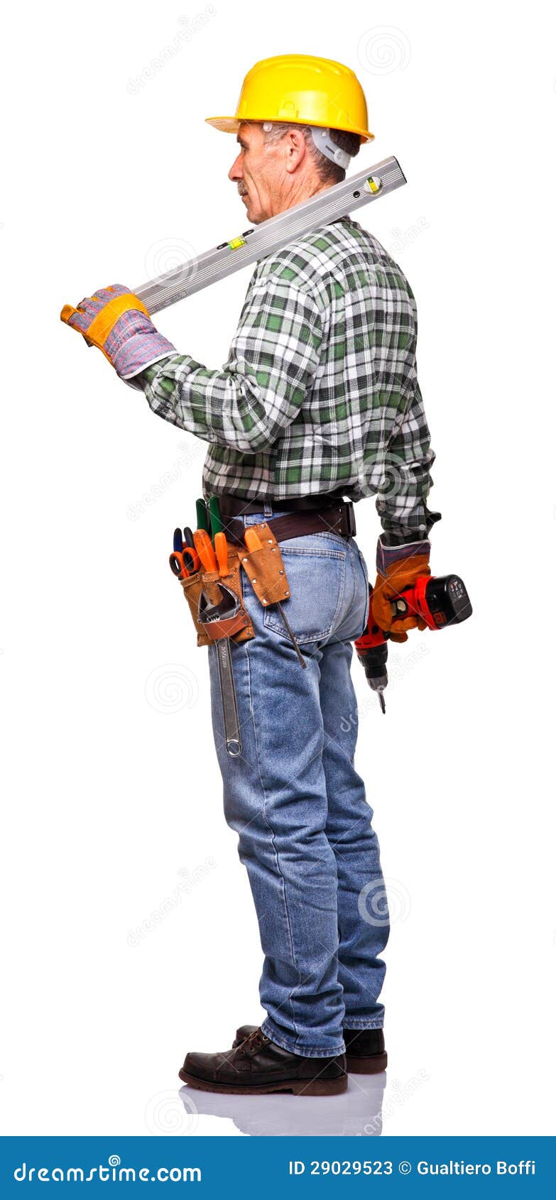 Handyman portrait stock image. Image of yellow, confident - 29029523