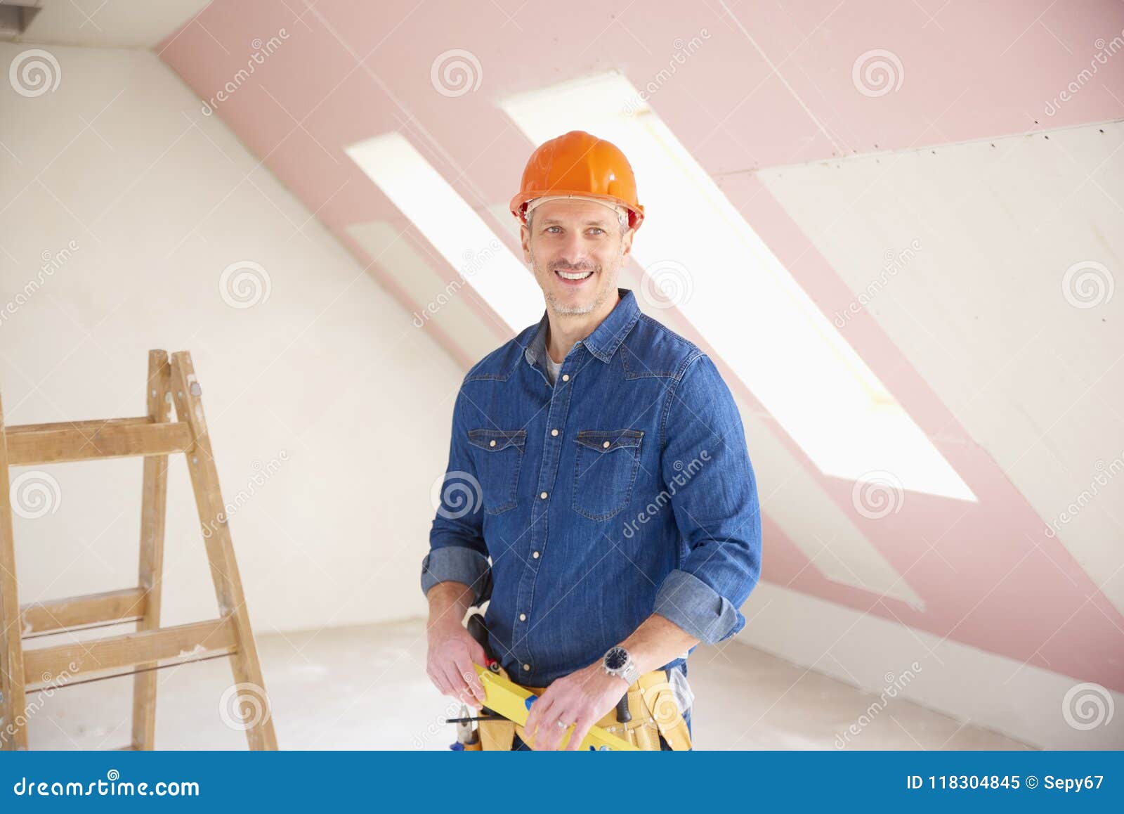 Handyman portrait stock image. Image of refurbishment - 118304845