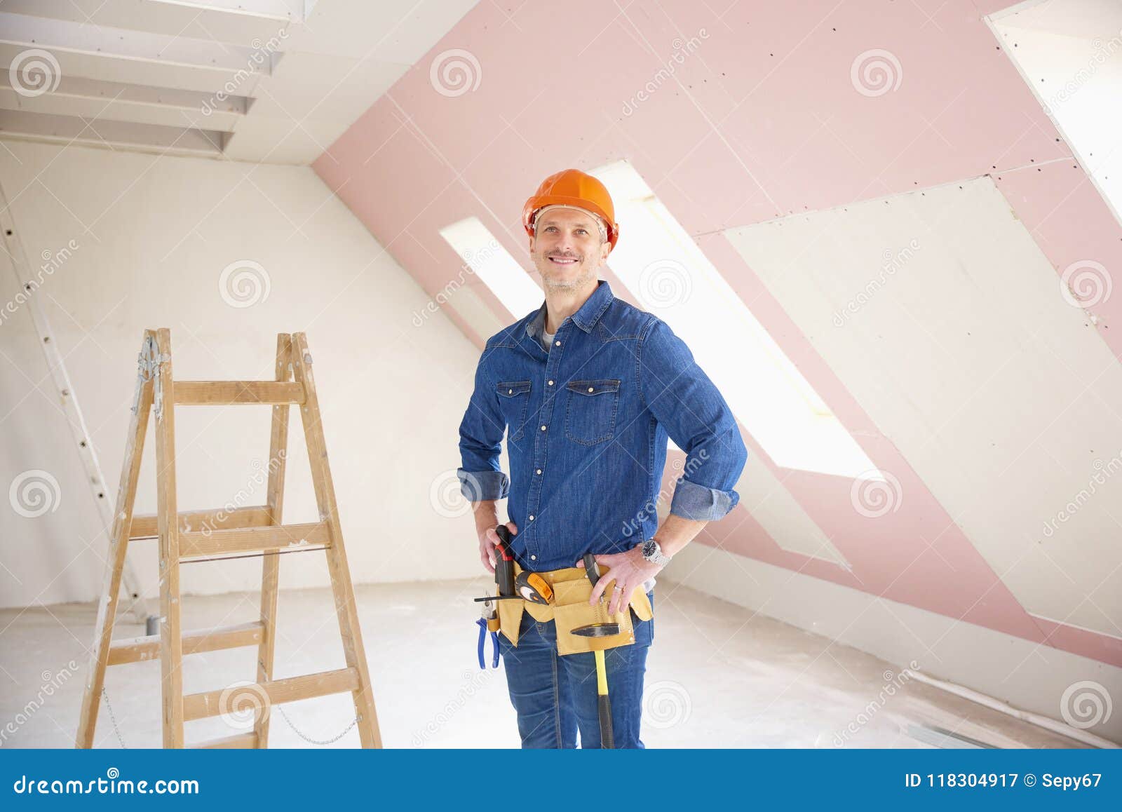 Handyman portrait stock image. Image of person, belt - 118304917