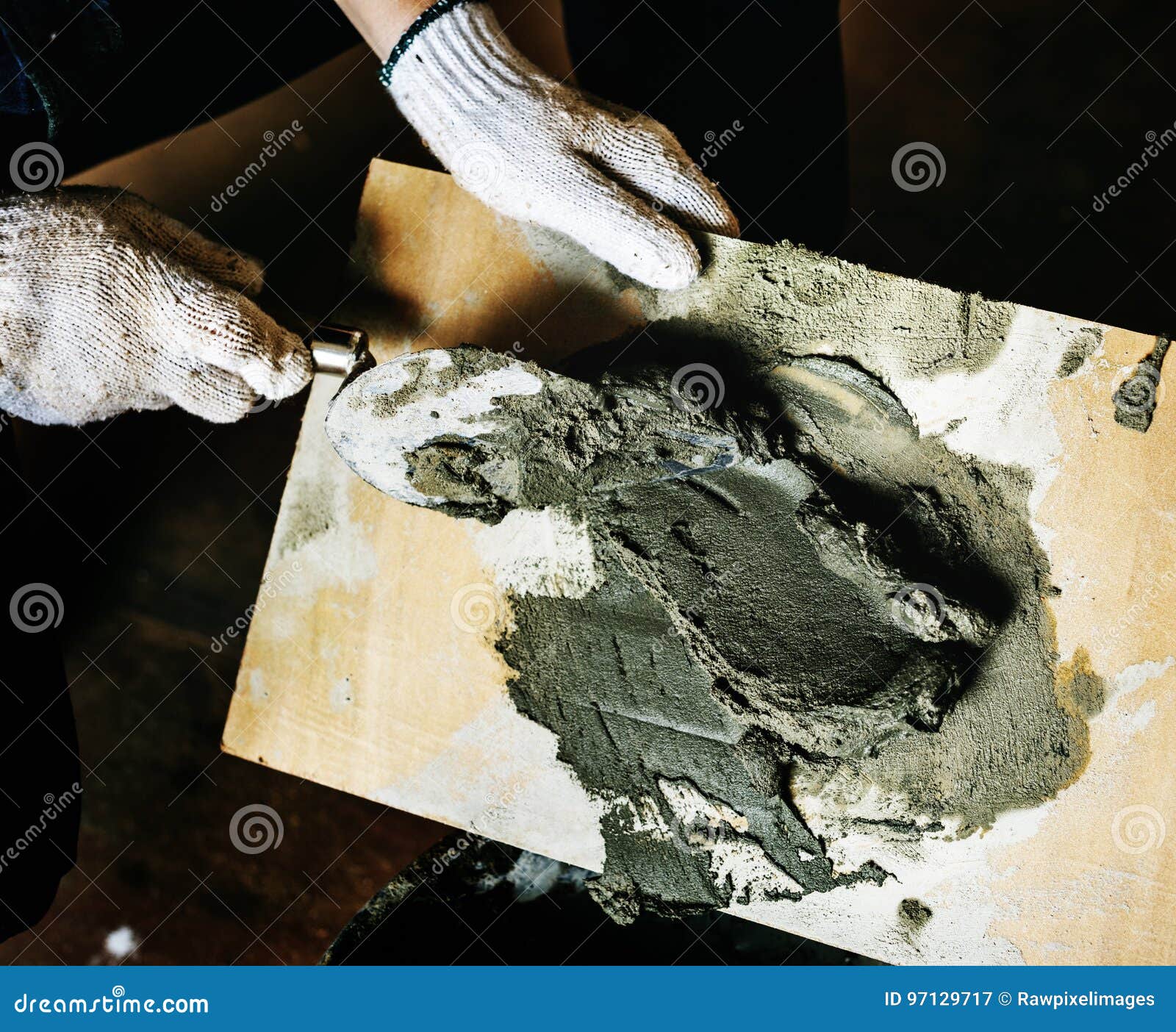 Handyman Prepare Cement Use for Construction Stock Image - Image of ...