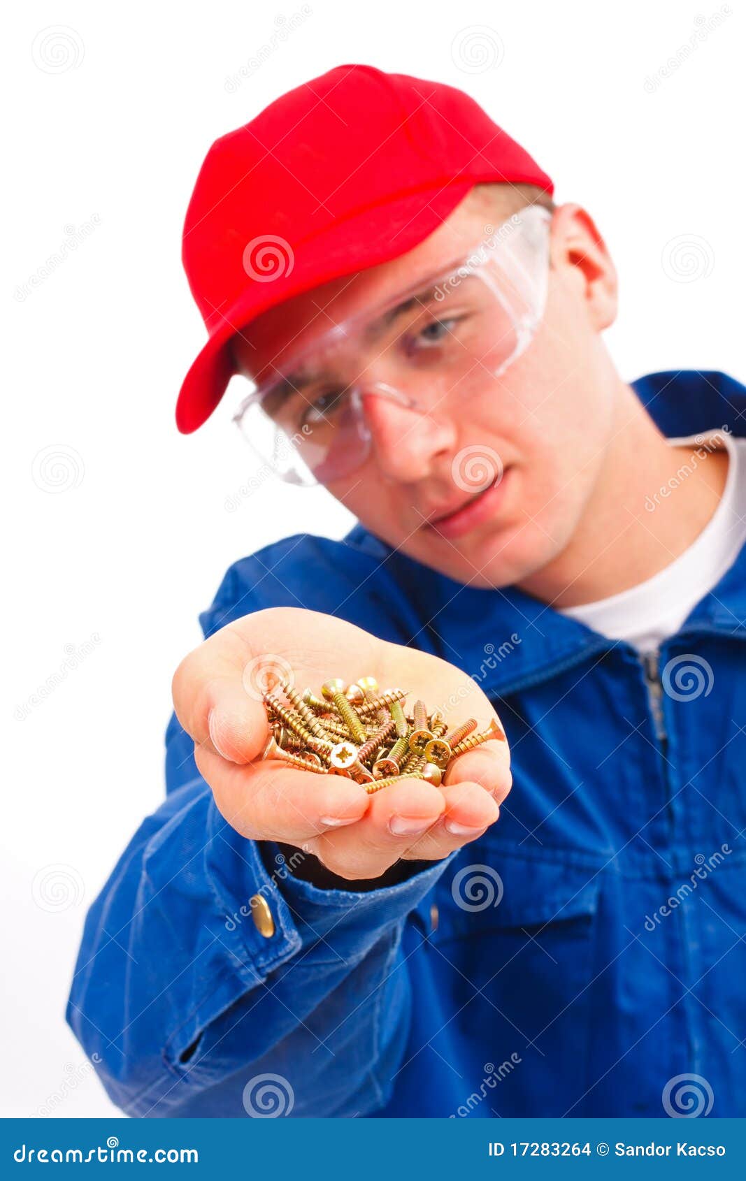 Handyman with screwes stock photo. Image of isolated - 17283264