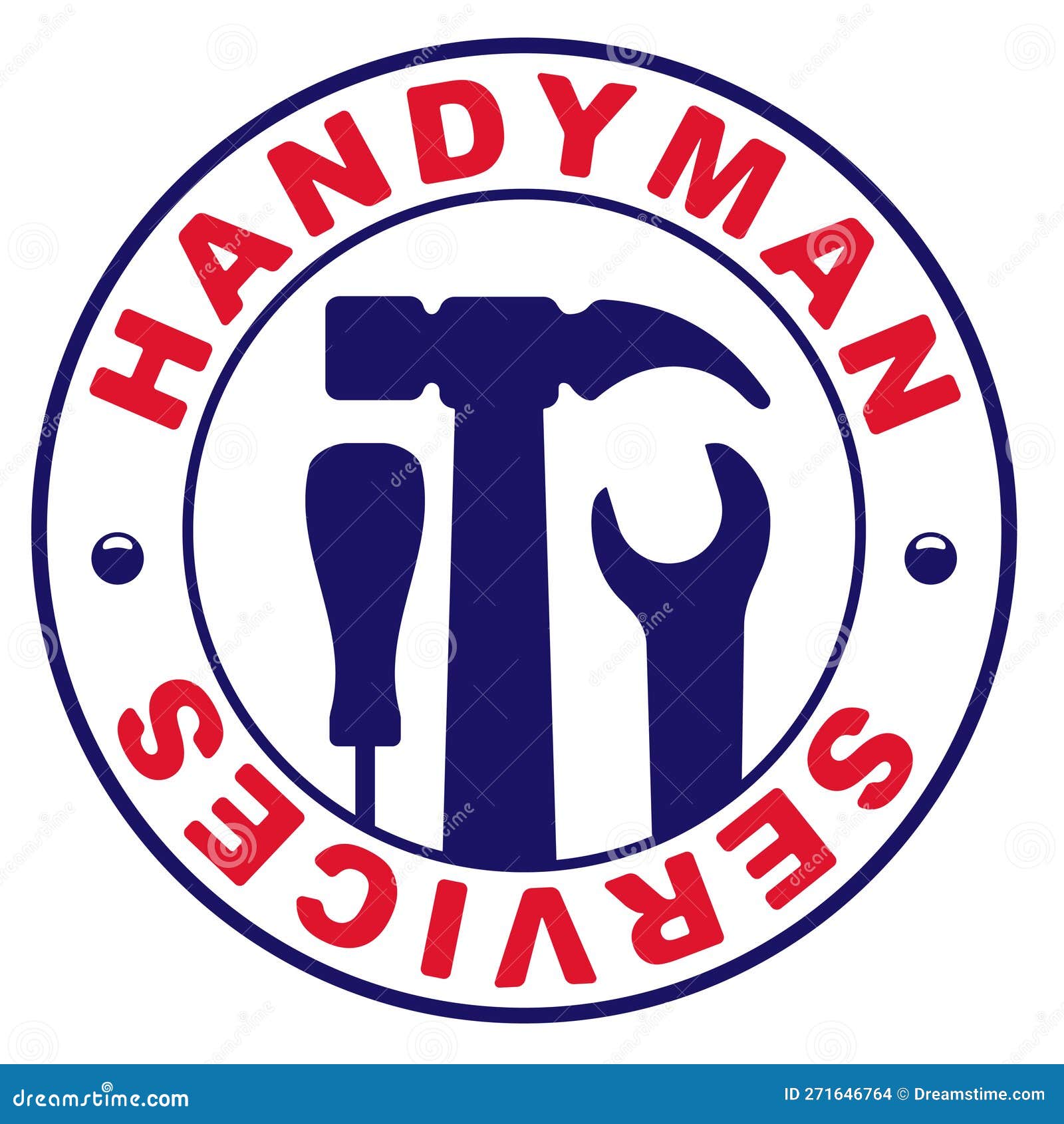 Handyman Services Round Vector Design for Your Logo or Emblem with Set ...