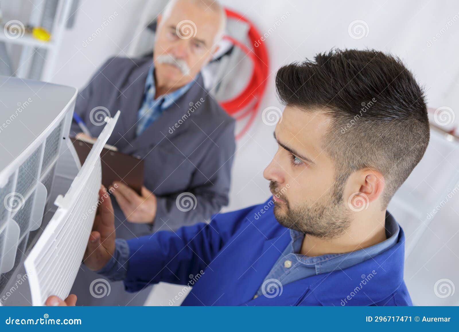 Handyman Testing Air Conditioning Stock Image - Image of refrigeration ...