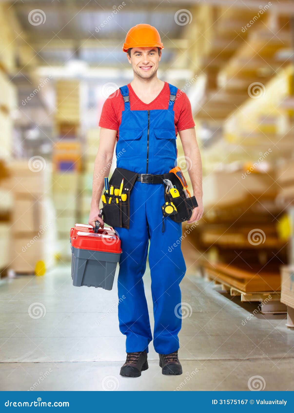 Handyman with Tools Full Portrait Stock Image - Image of contractor ...