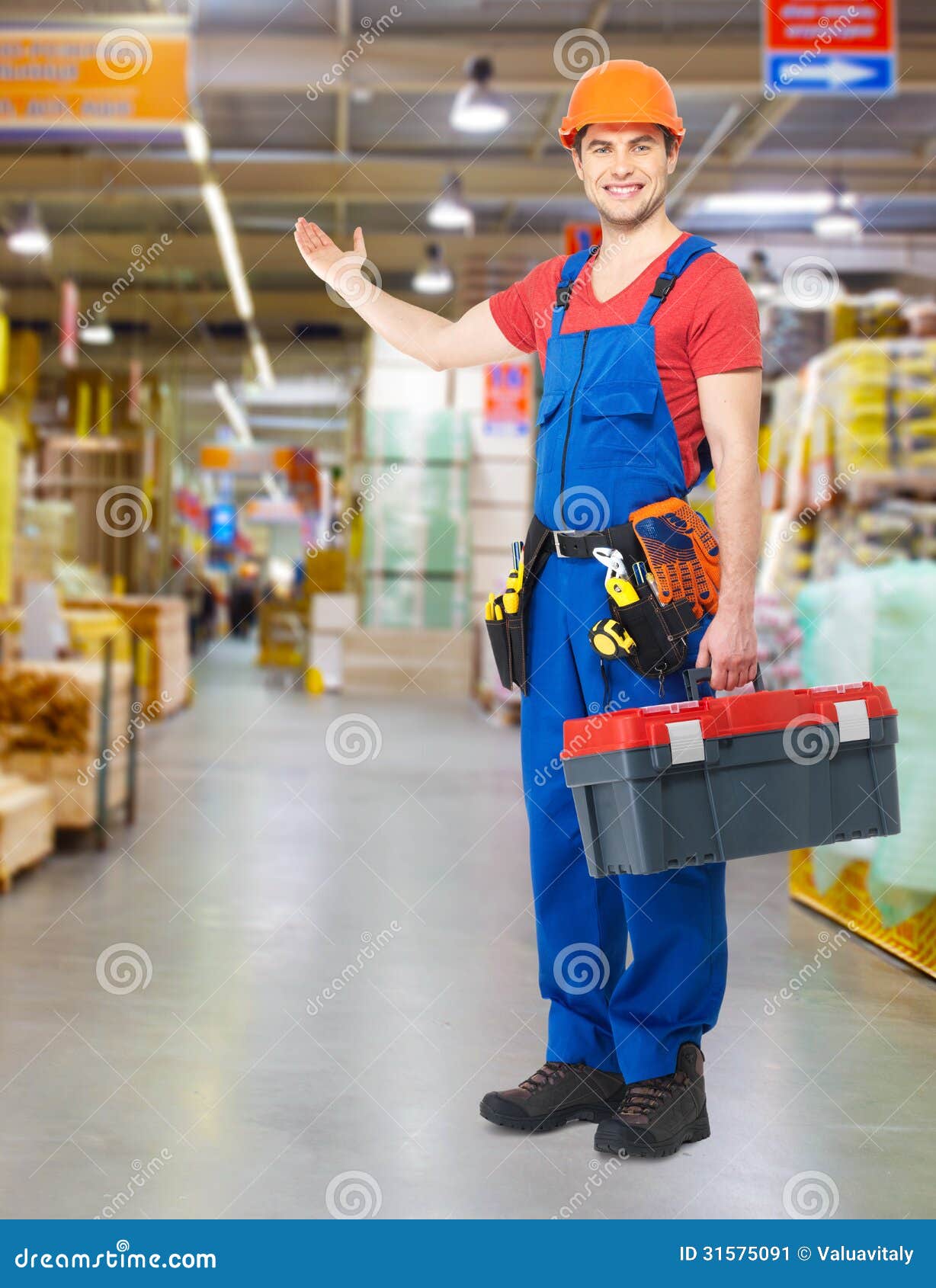 Handyman with Tools Full Portrait Stock Image - Image of heavy, hand ...