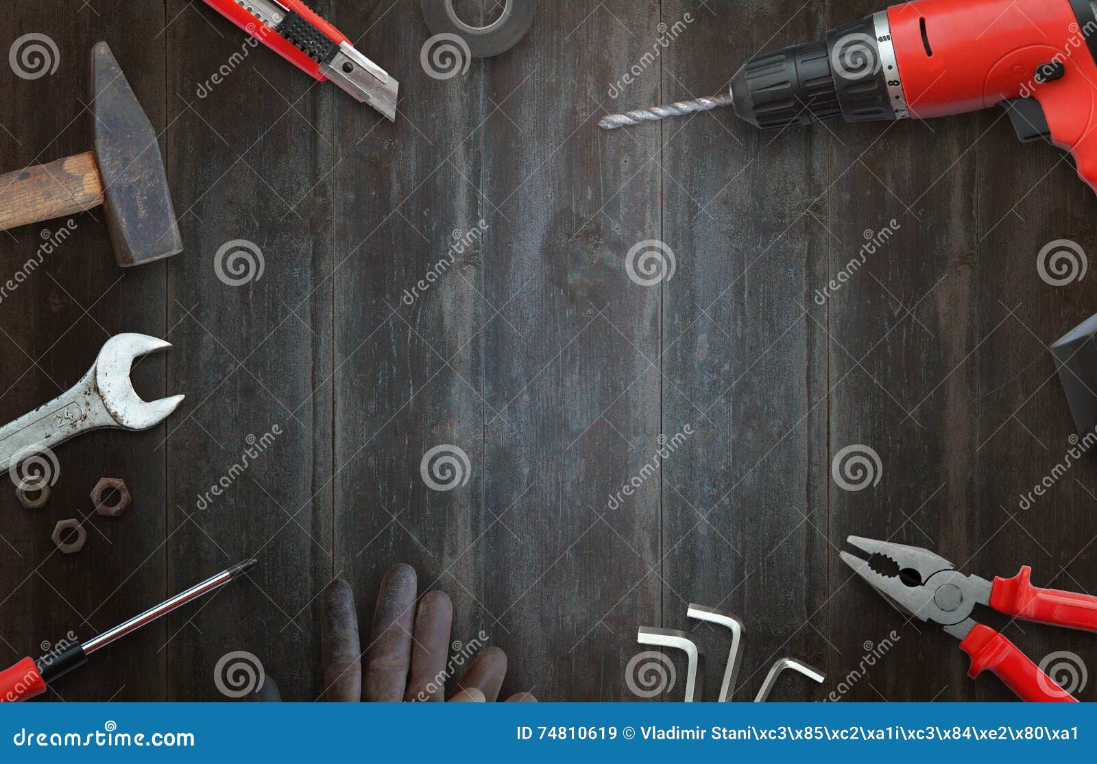 Handyman Tools for Home Repairs. Top View and Free Space for Text Stock ...