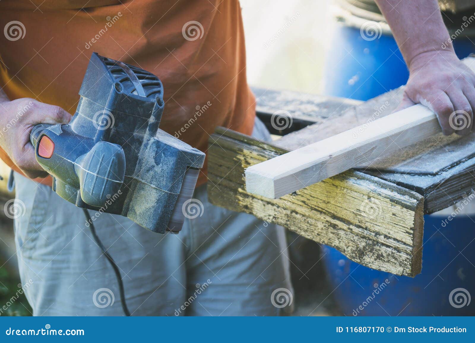 Handyman Using Electric Sander. Stock Photo - Image of professional ...