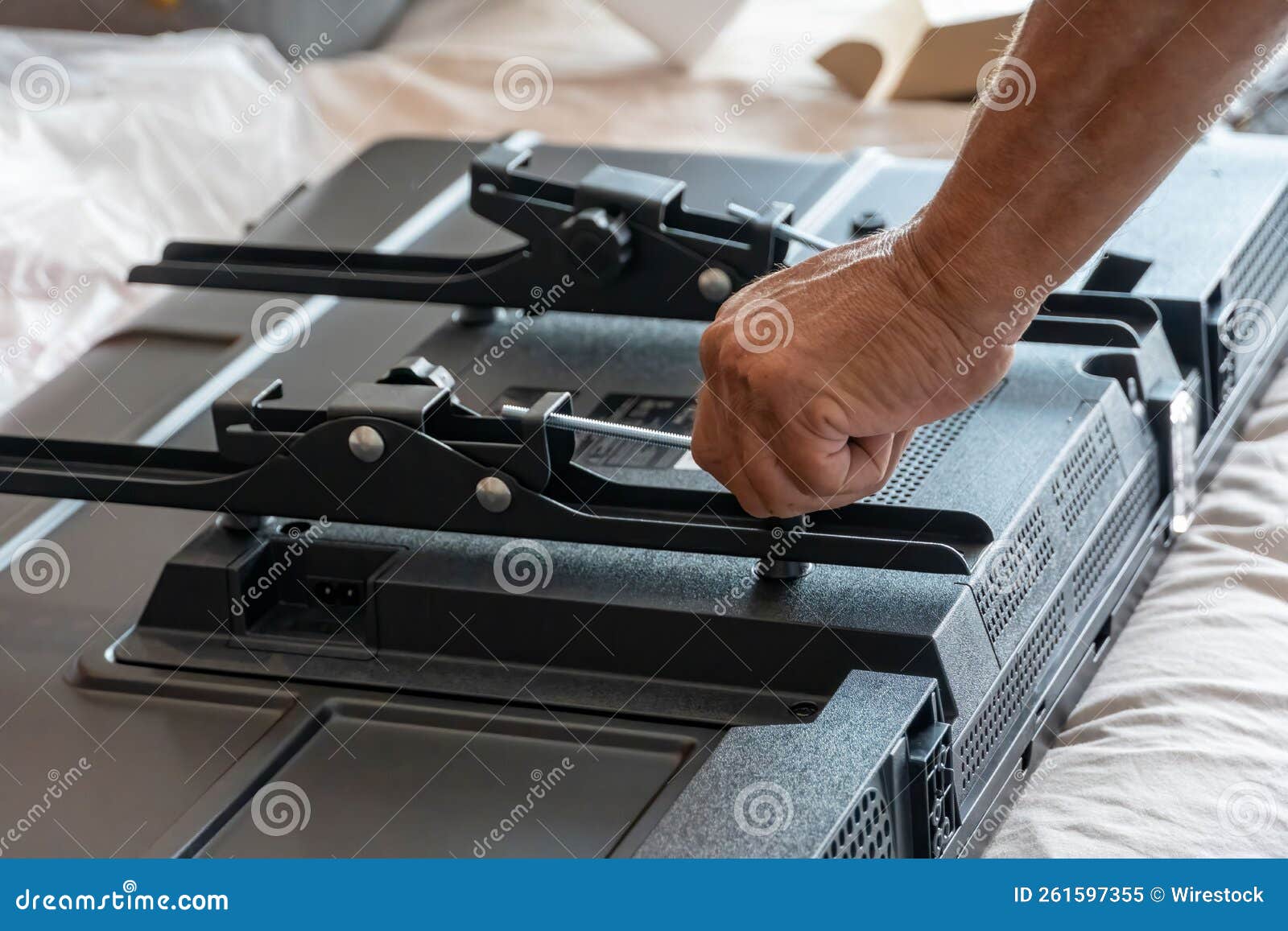Handyman Installing New Tv Stock Photos - Free & Royalty-Free Stock ...