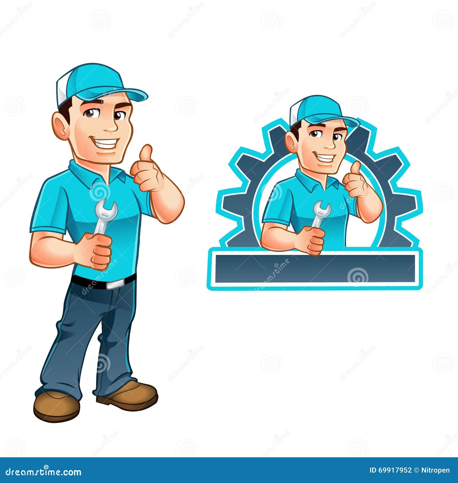 Handyman Worker with Key in the Hand Stock Vector - Illustration of ...
