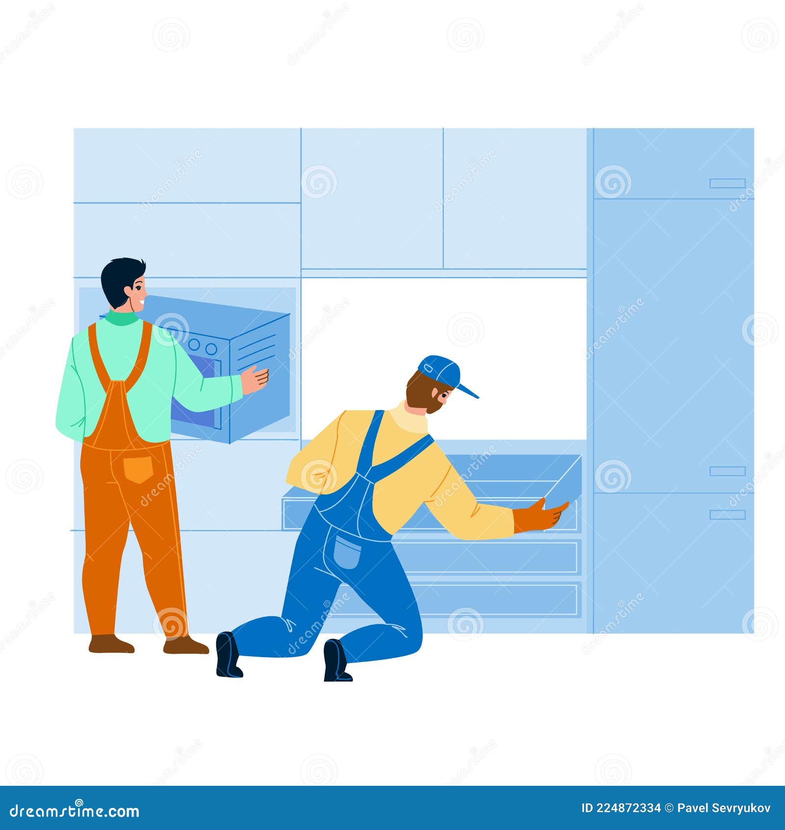 Two Workers Install Solar Panels On Roof. Alternative Energy. Renewable ...