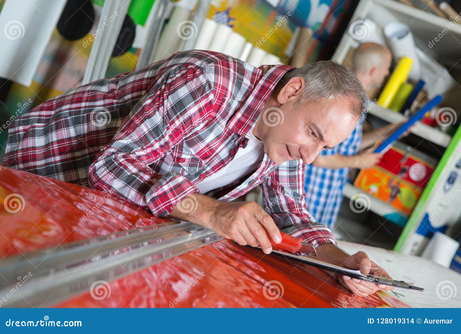 Handyman Working in Home Garage Stock Photo - Image of artisan, garage ...
