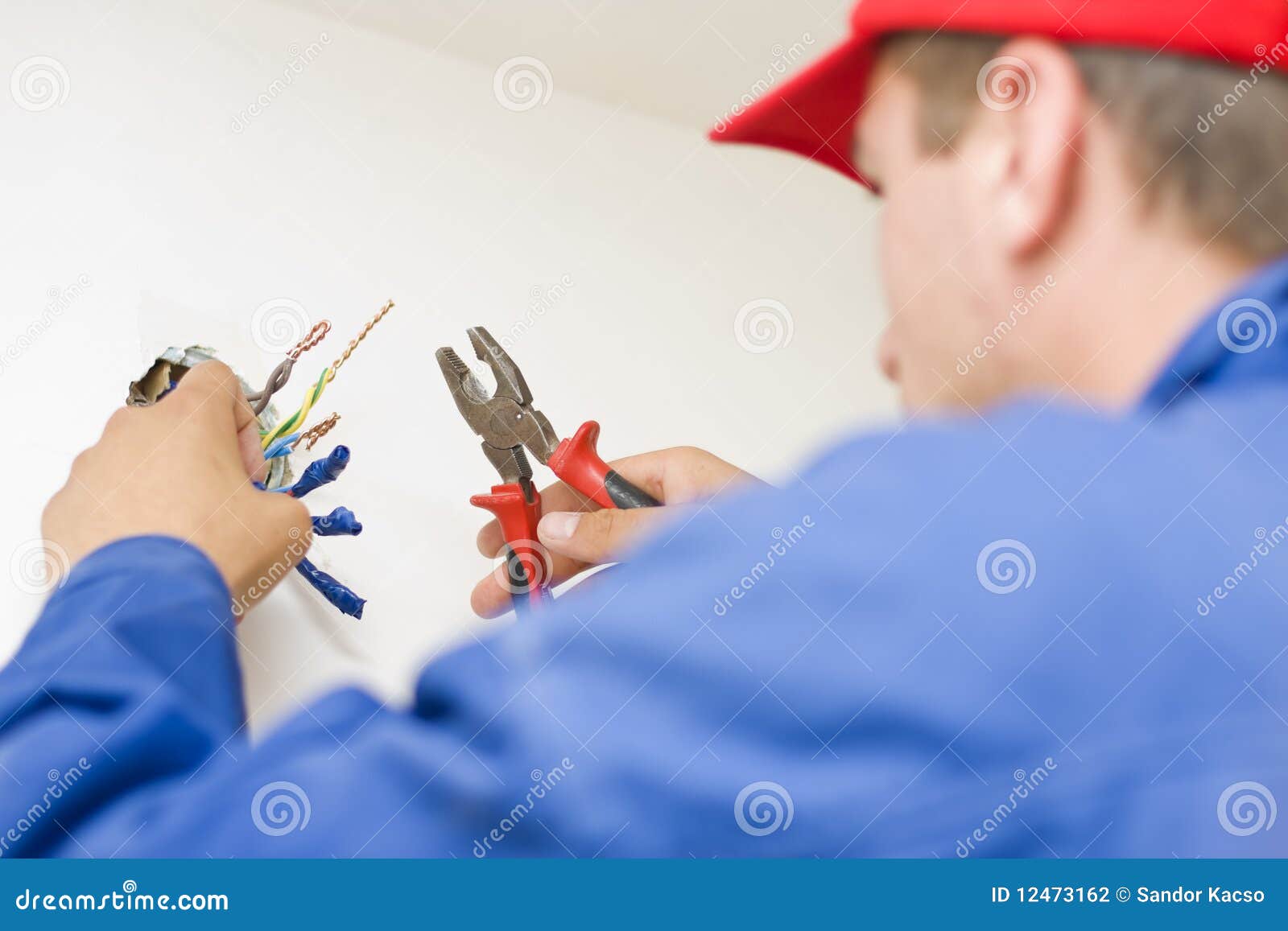 Handyman Working with Wires Stock Photo - Image of handy, profession ...