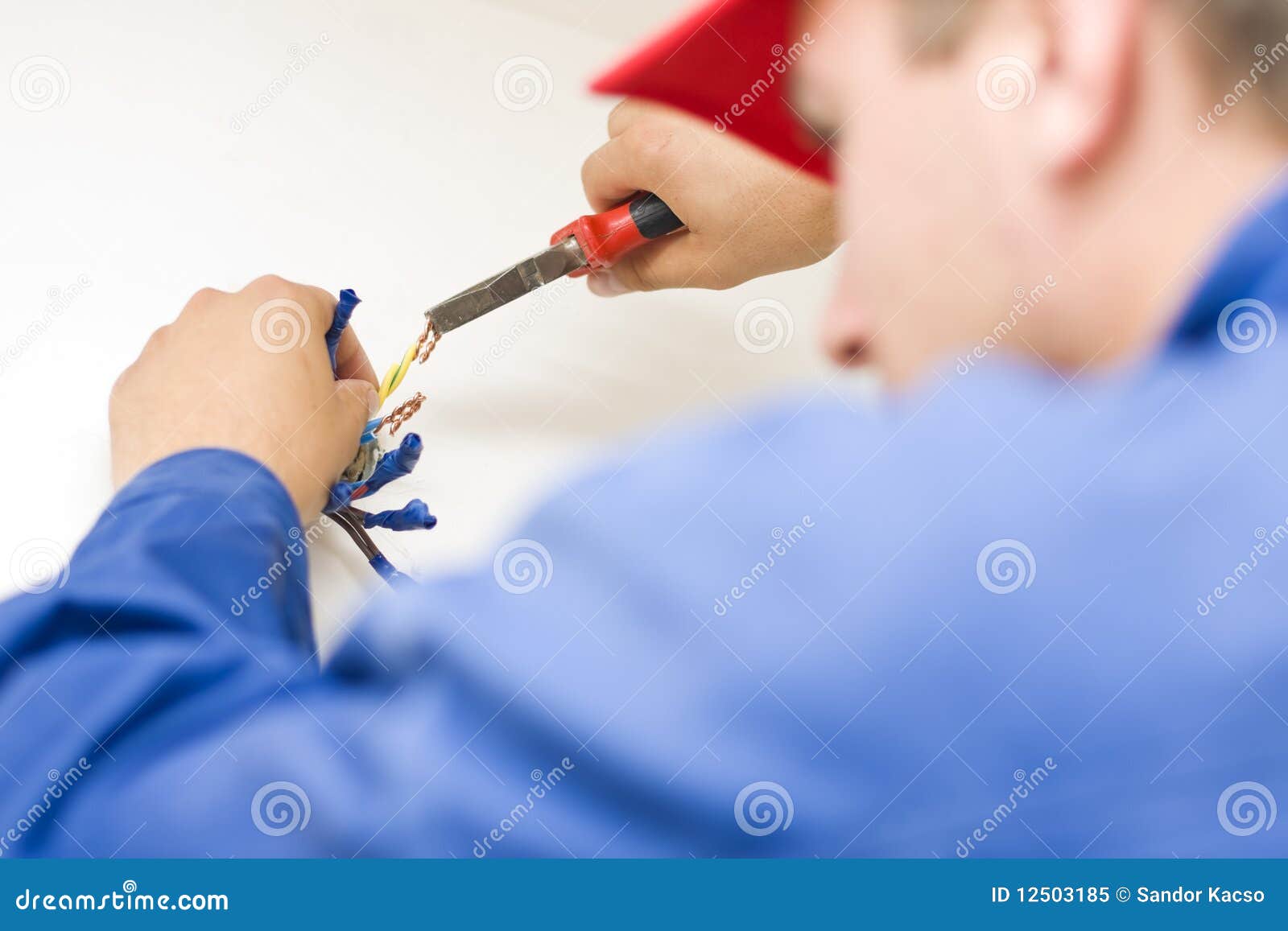 Handyman Working with Wires Stock Image - Image of occupation, handyman ...