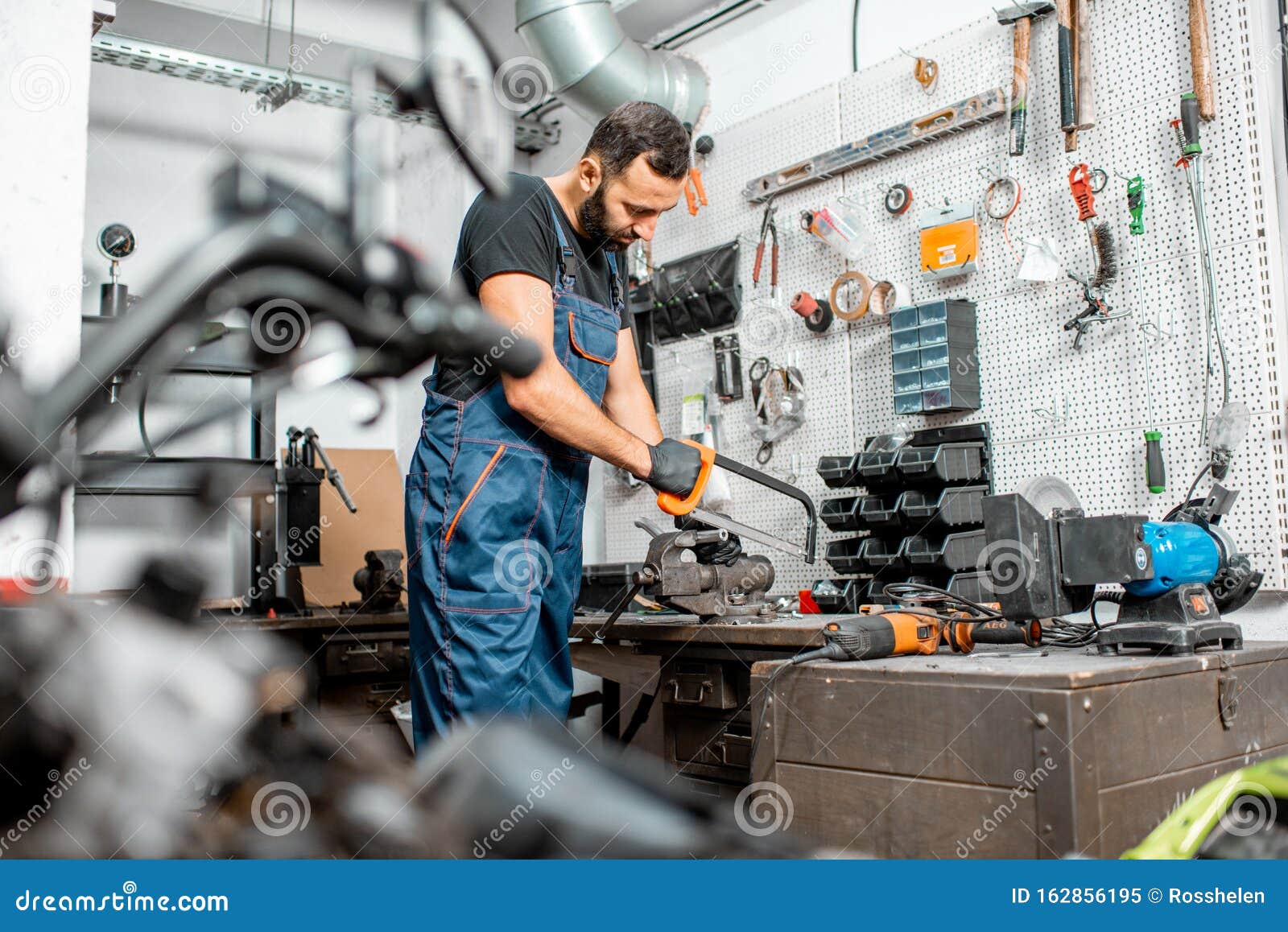 Handyman Working at the Workshop Stock Image - Image of male ...