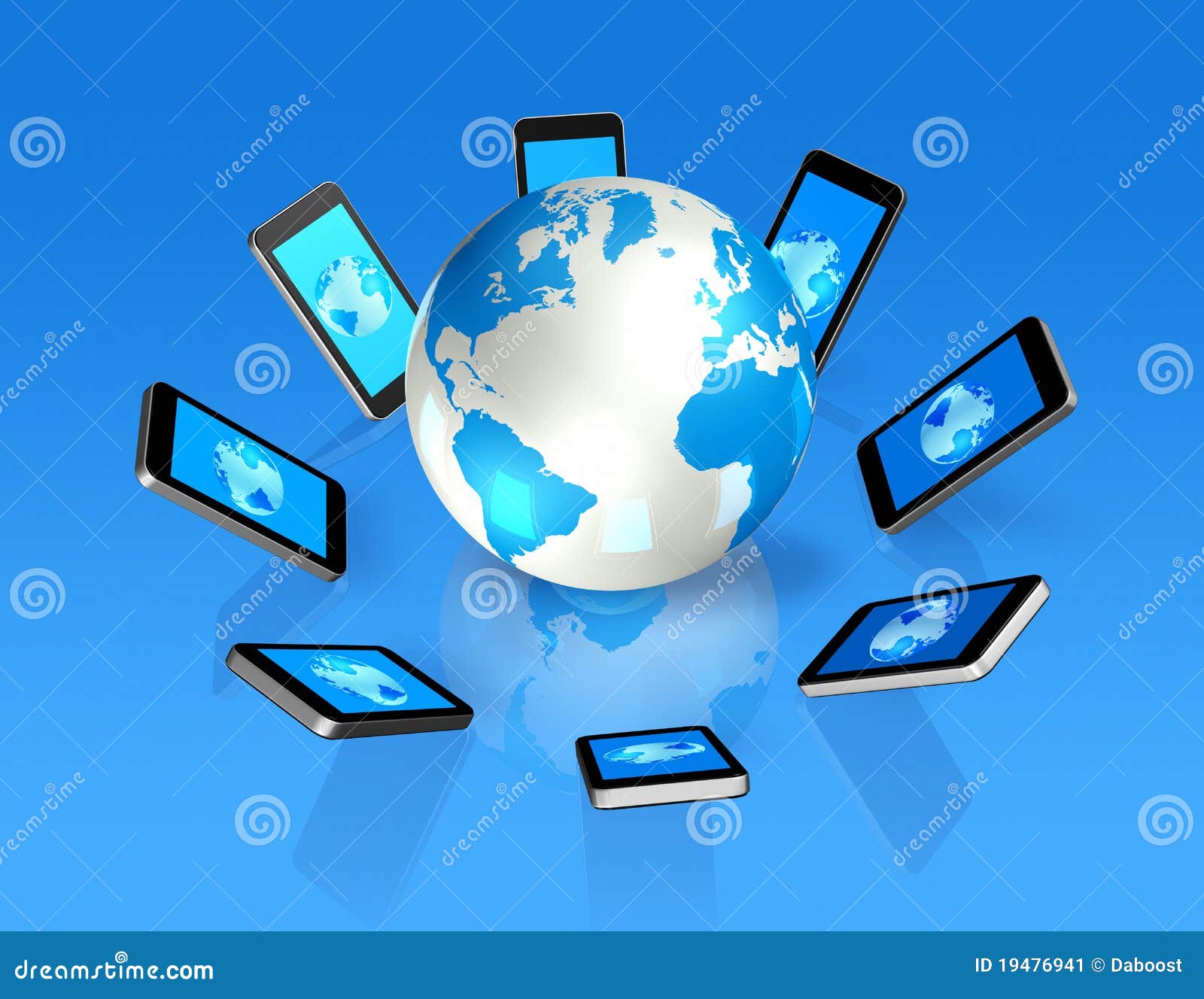 Handys 3D Um Eine Weltkugel Stock Abbildung - Illustration von ...