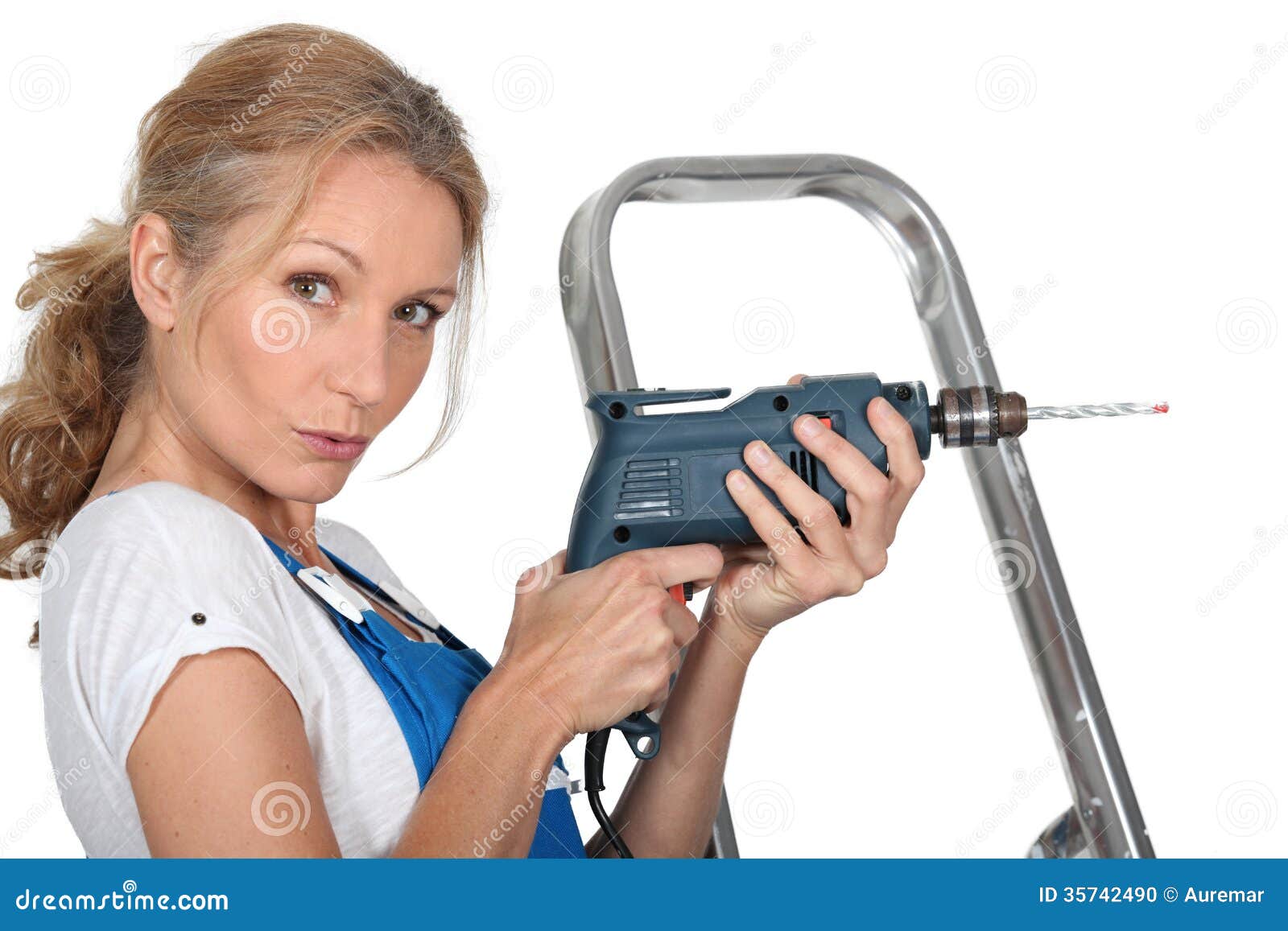 Handywoman stock photo. Image of training, ladder, housework - 35742490