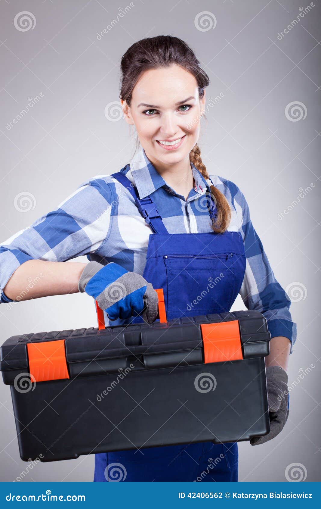 Handywoman with a toolbox stock photo. Image of handy - 42406562
