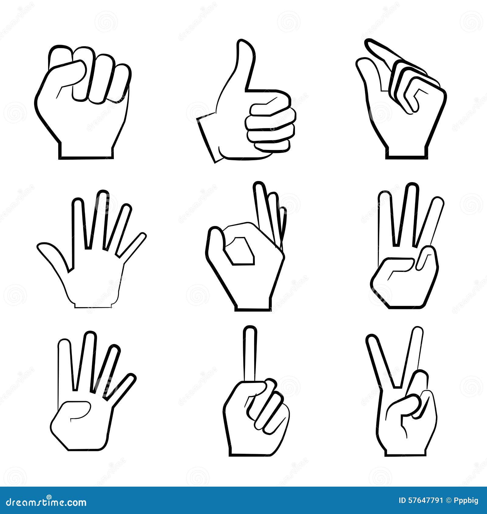 Handzeichen stock abbildung. Illustration von hand, zwei - 57647791