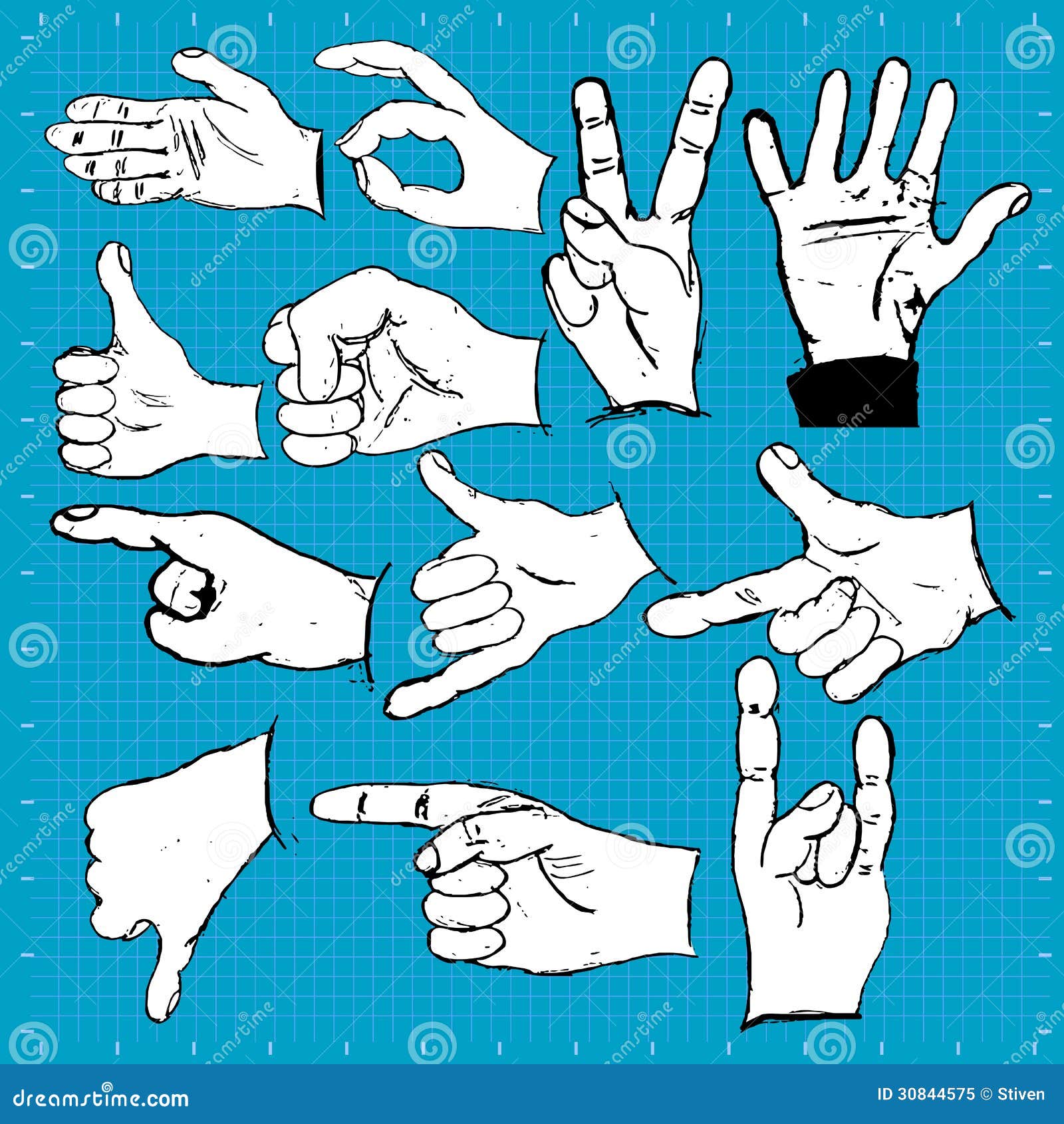 Handzeichen und Symbole vektor abbildung. Illustration von hand - 30844575