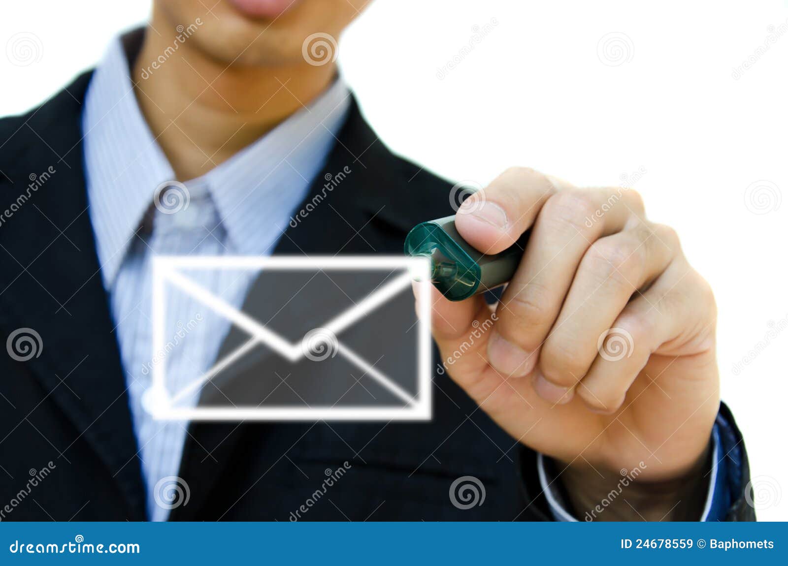 Handzeichnungs-E-Mail in Einem Whiteboard Stockbild - Bild von erhalten ...