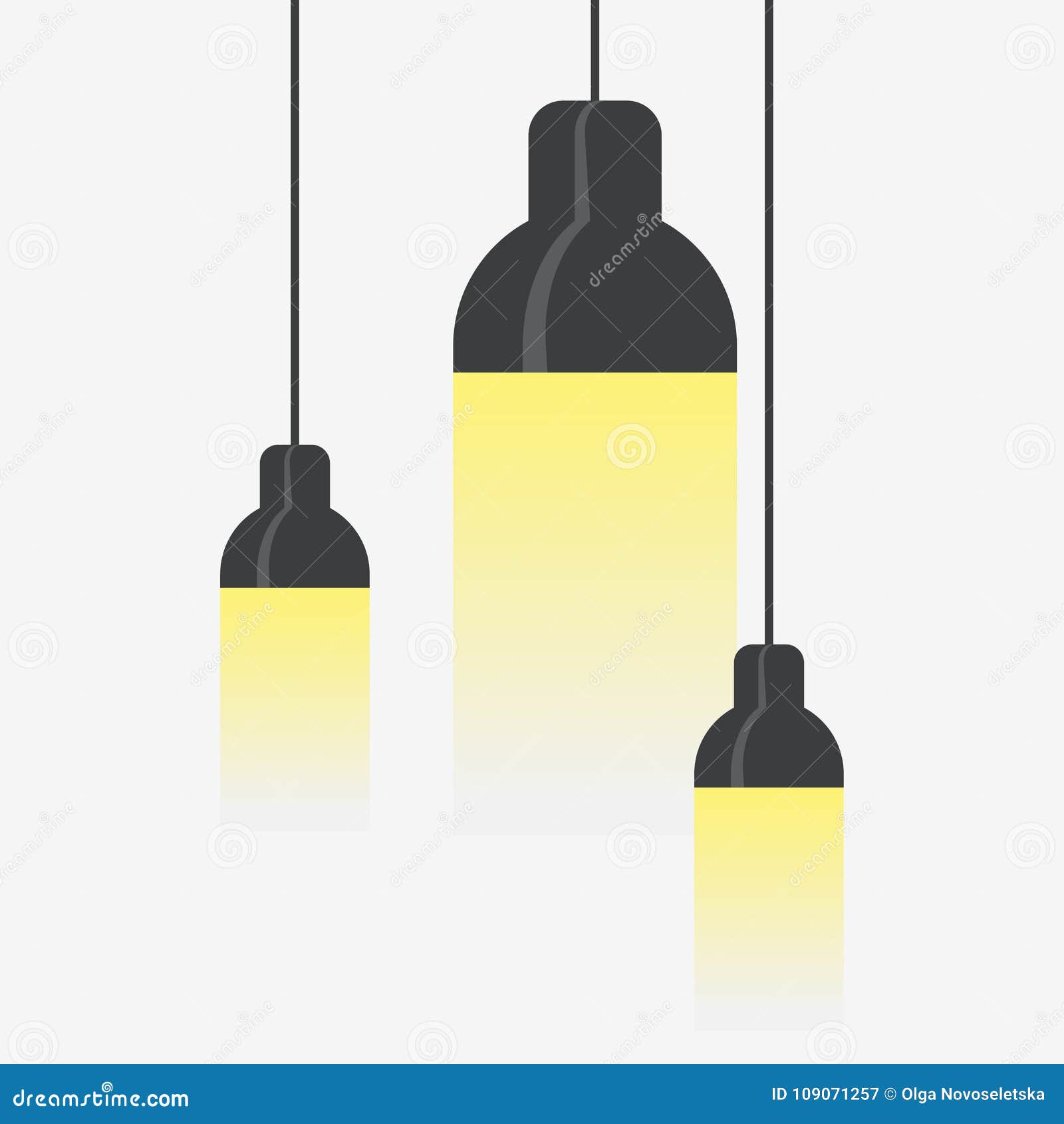 Set Of Hang Ceiling Cone Lamp. Cartoon Icon Design Template With ...