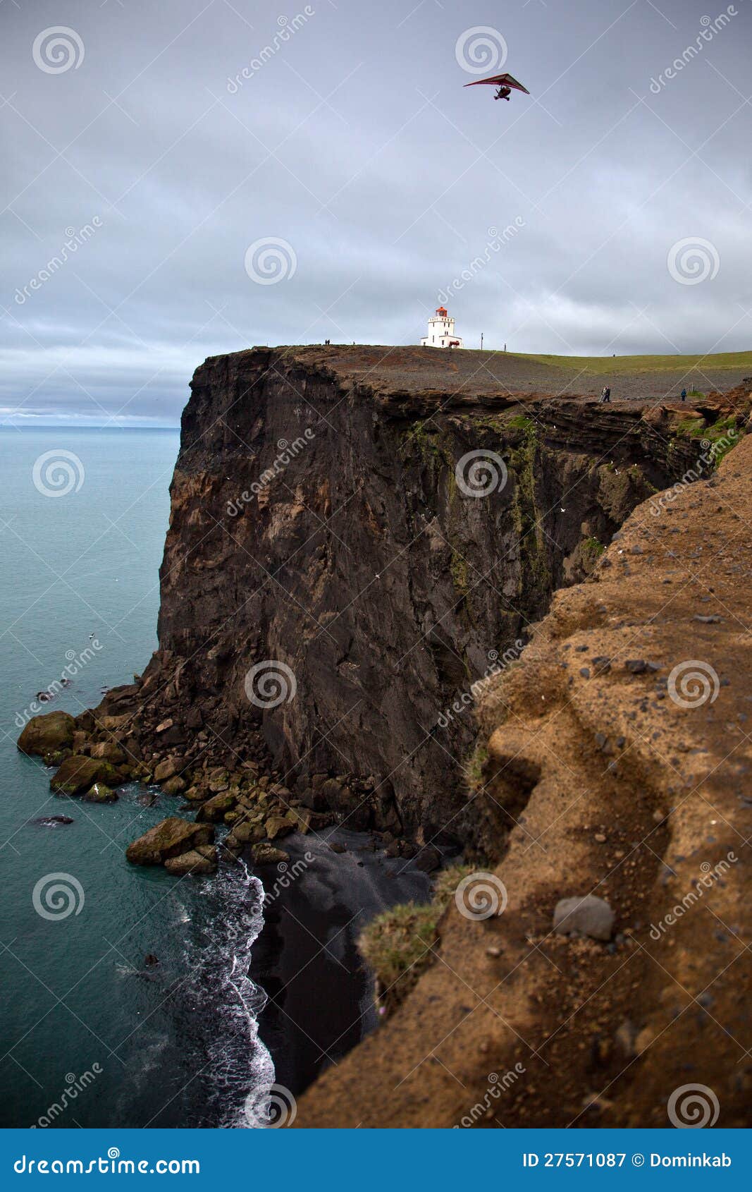 Hang-glider, Black Cliffs of Dyrholaey Stock Image - Image of atlantic ...