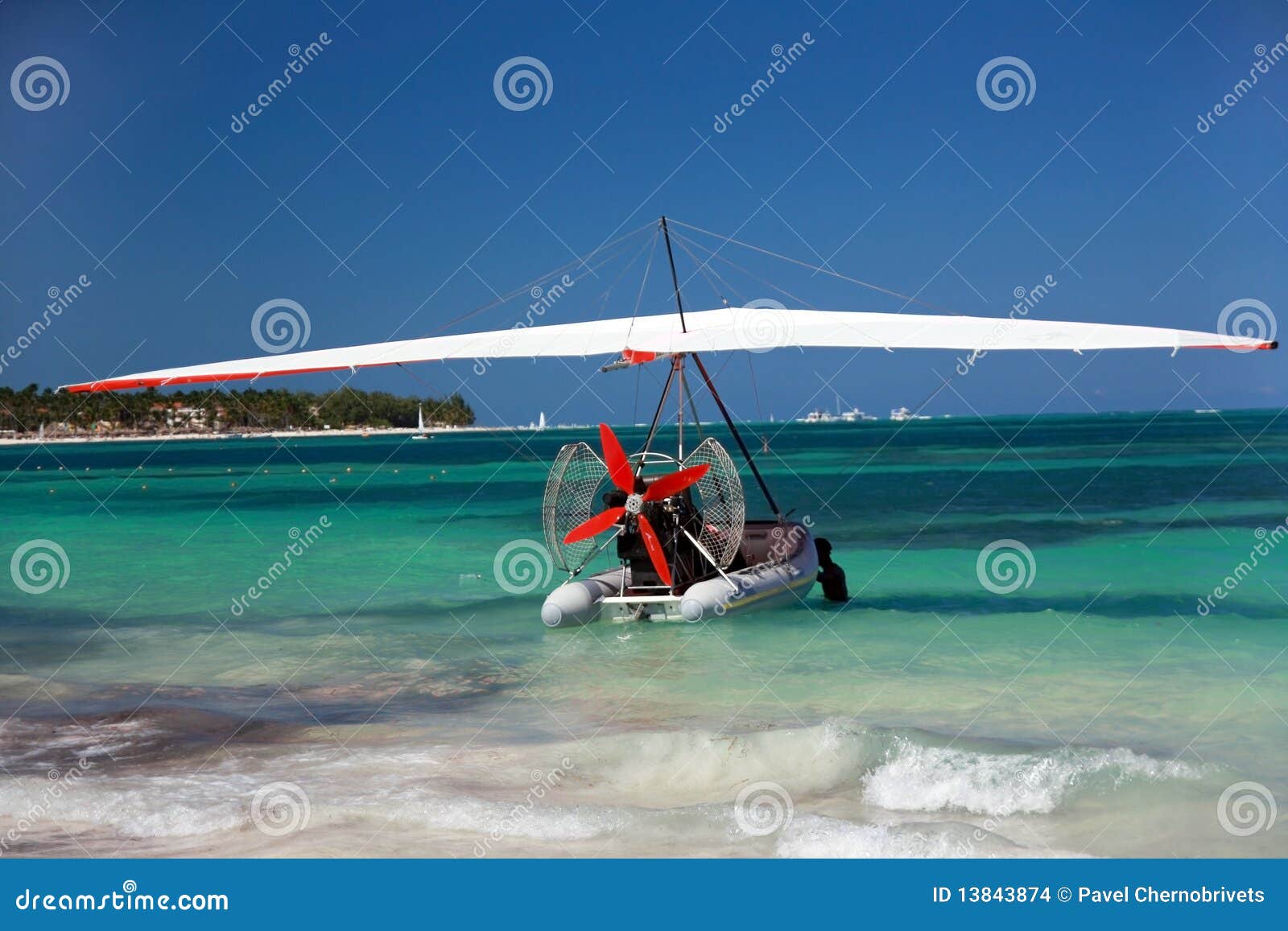 Hang Glider on Caribbean Ocean Stock Photo - Image of propeller ...