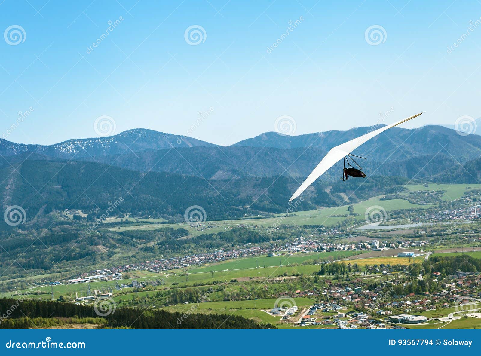 Hang-glider Fly Over Mountain Valley Stock Photo - Image of hangglider ...