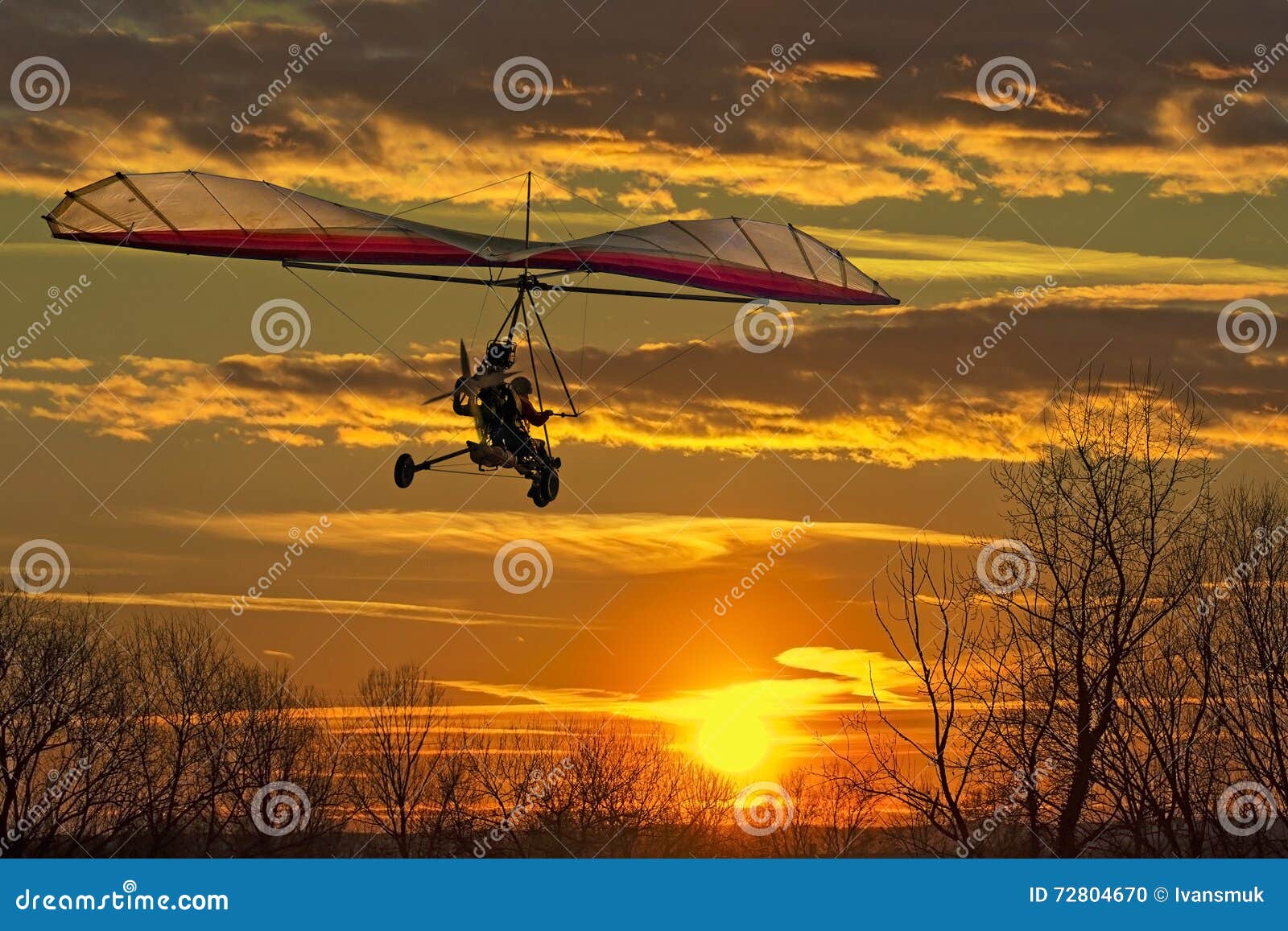 Hang Glider Fly in the Sunset Stock Photo - Image of glider ...