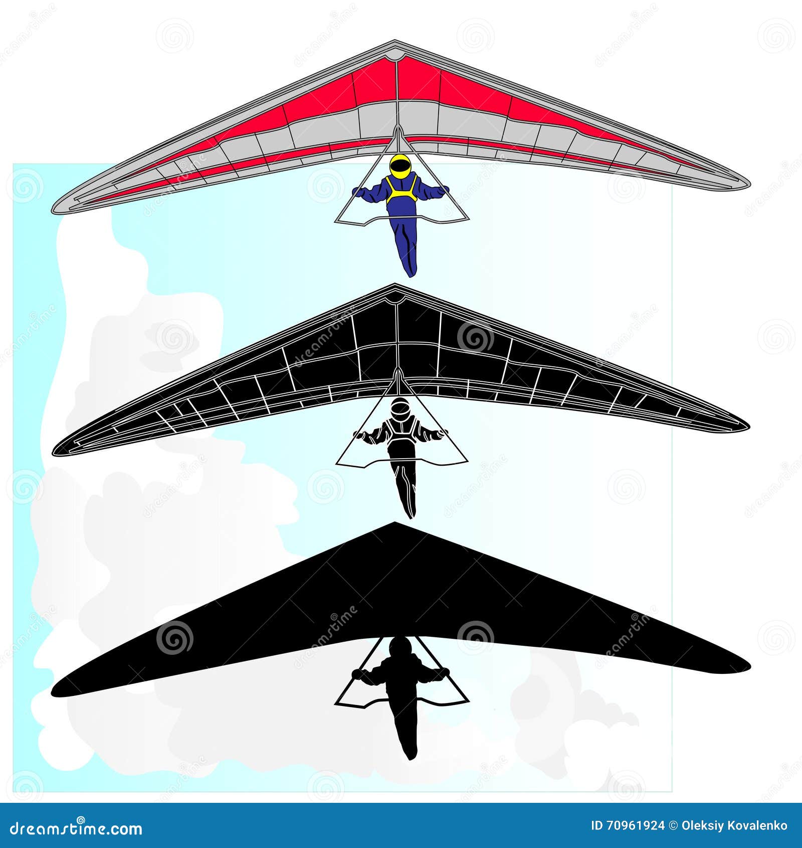 Hang Glider flying vector stock vector. Illustration of leisure - 70961924