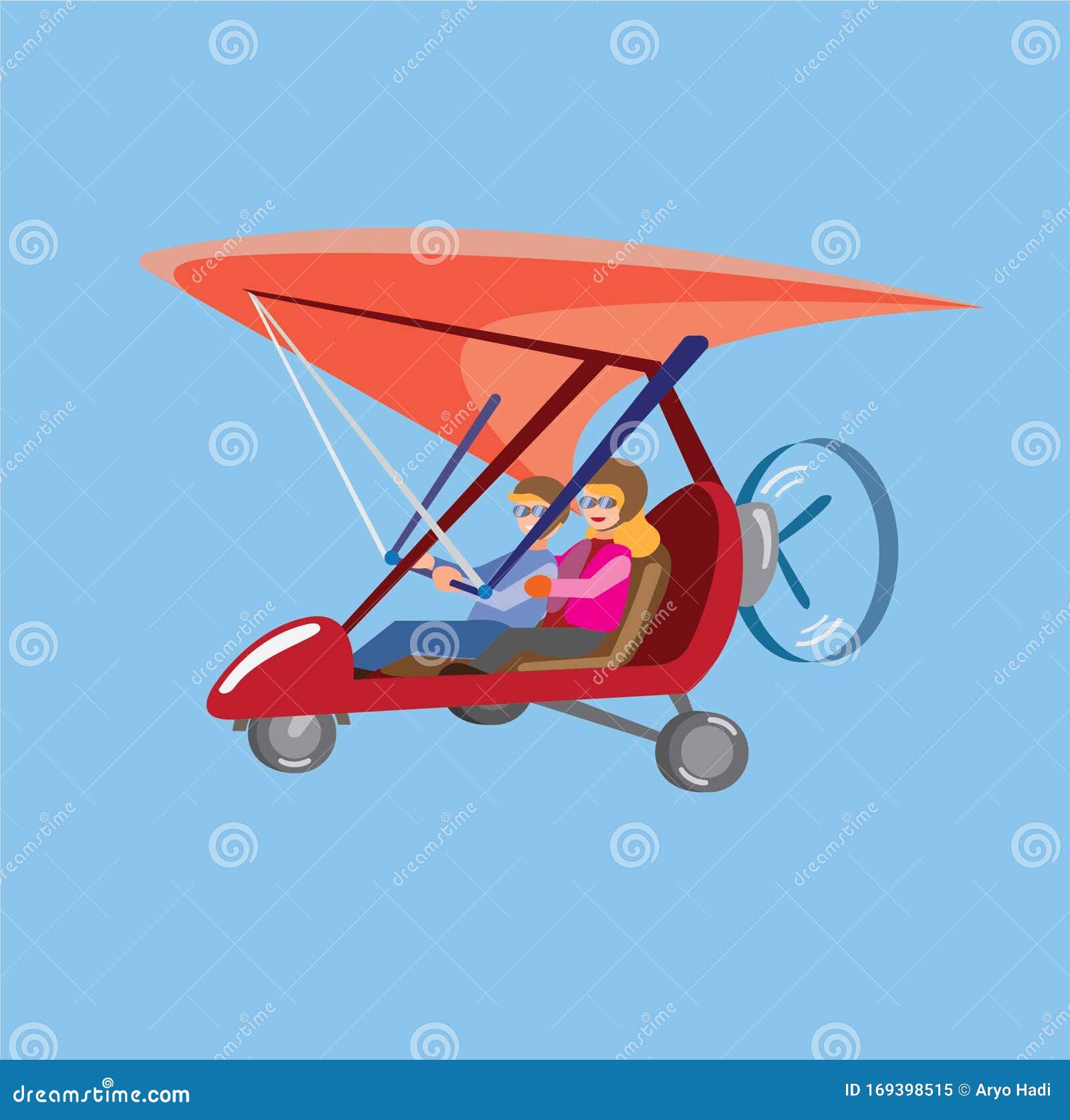 Hang Glider Motorized Flat Vector Illustration Stock Vector ...