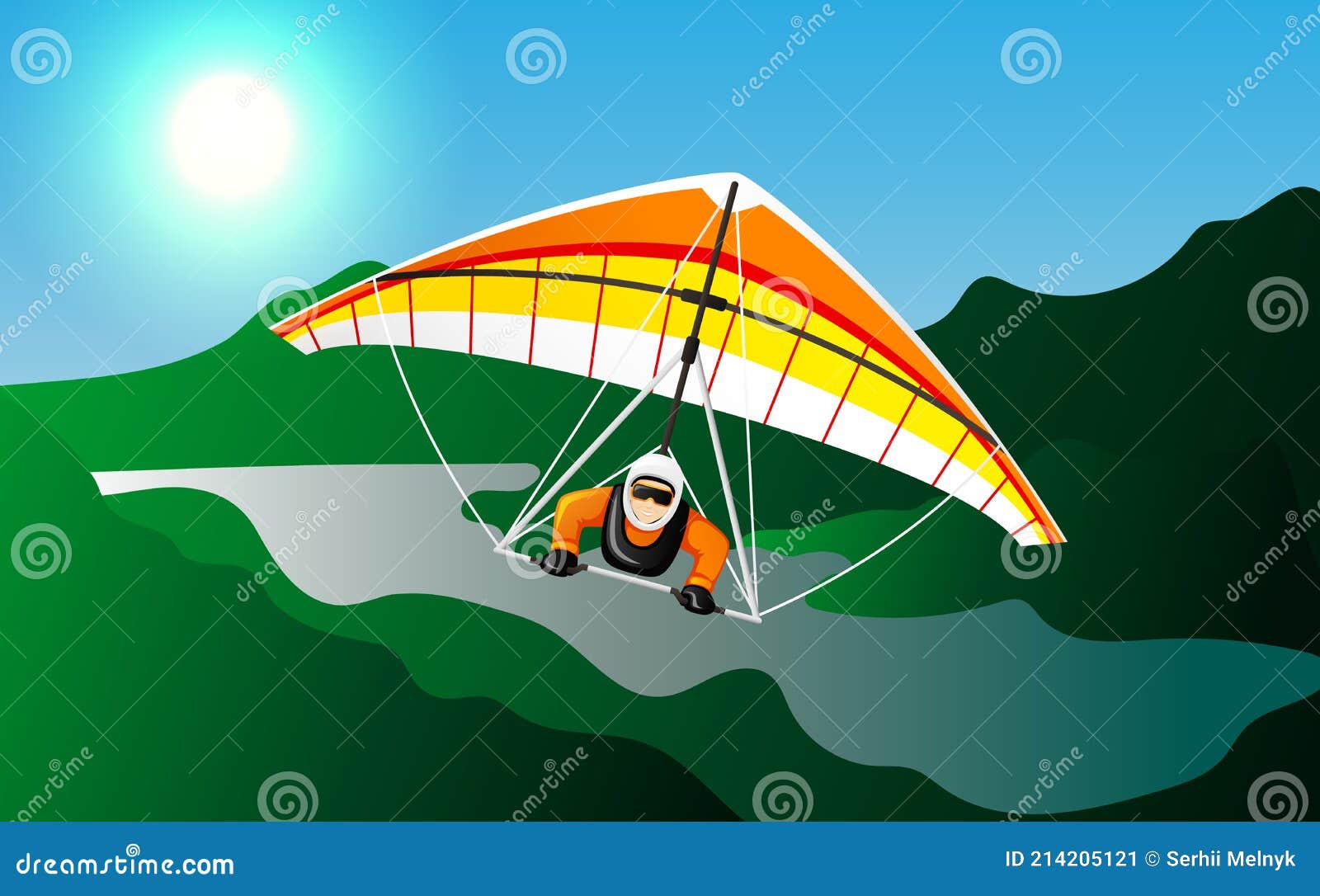 Hang glider vector stock vector. Illustration of activity - 214205121