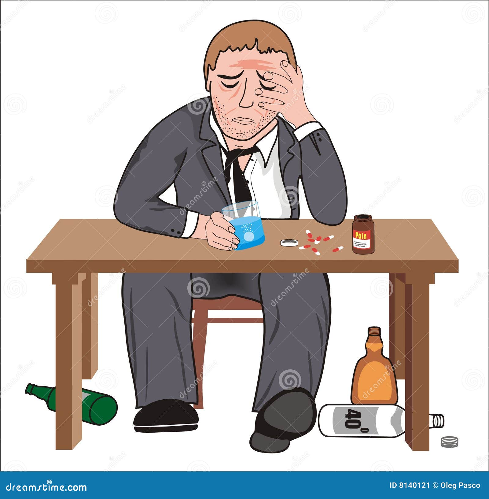 Office Worker Hangover. stock vector. Illustration of swollen - 8140121