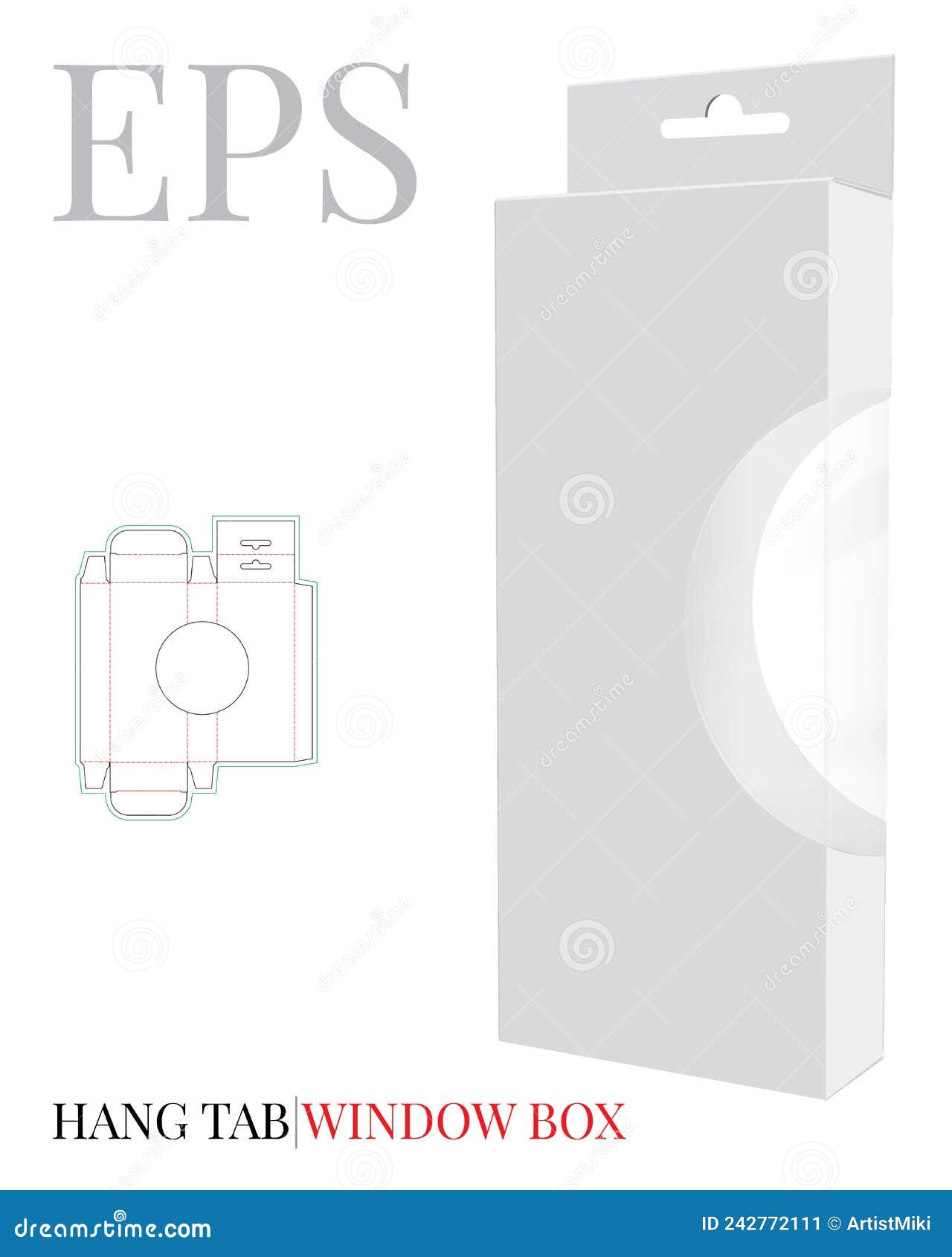 Hang Tab Box Template, Vector with Die Cut Stock Vector - Illustration ...
