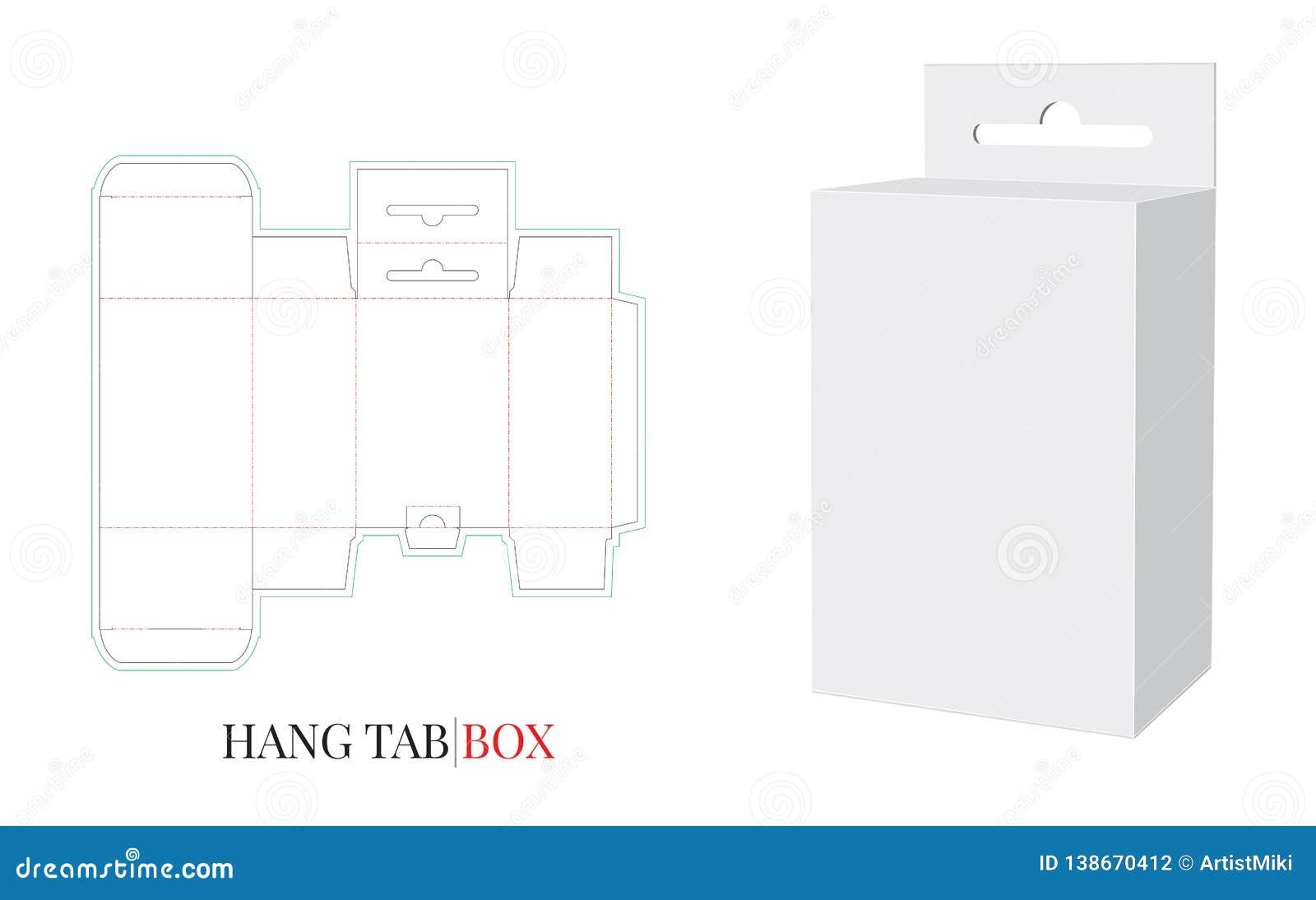 Hang Tab Box Template, Vector with Die Cut / Laser Cut Layers. Paper ...