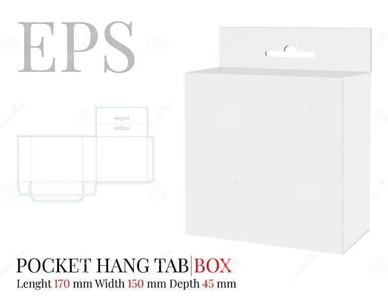 Hang Tab Box Template, Vector with Die-cut Stock Vector - Illustration ...