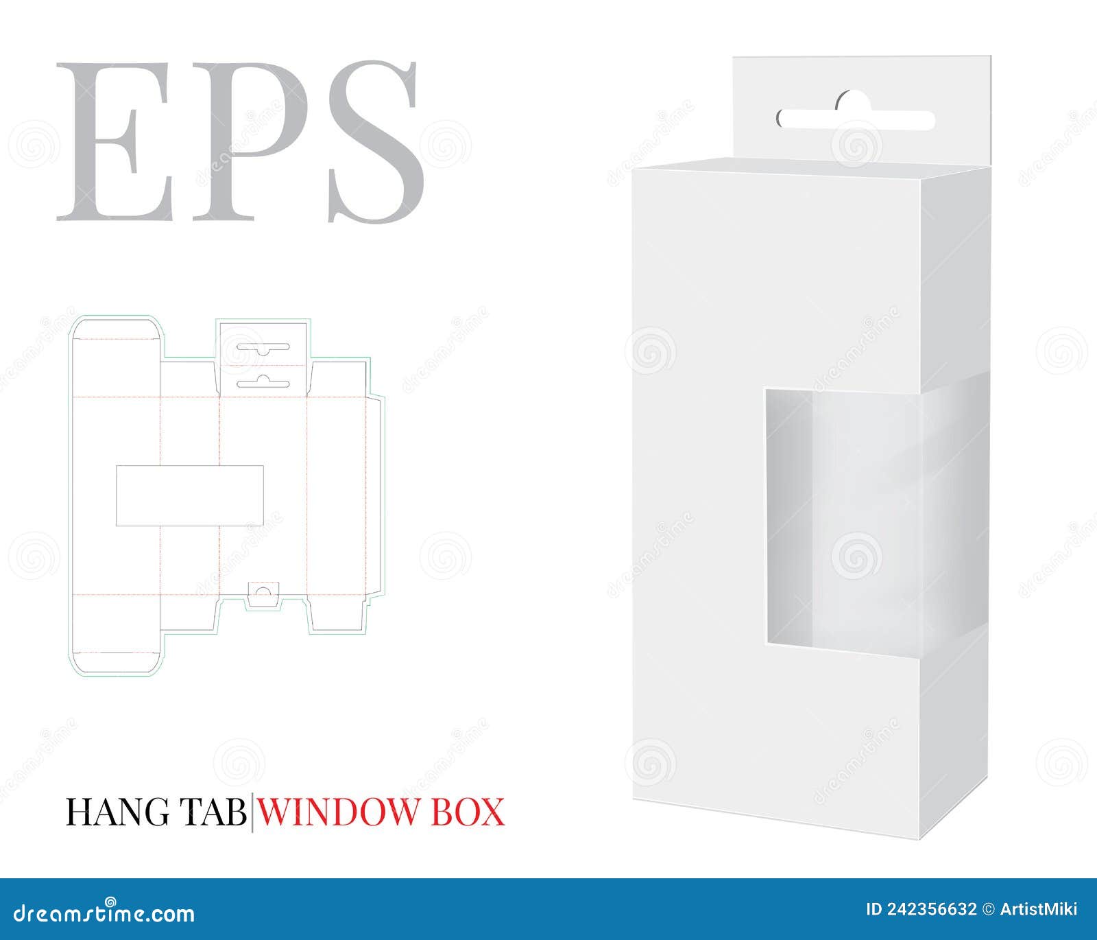 Hang Tab Window Box Template, Vector With Die Cut / Laser Cut Layers ...
