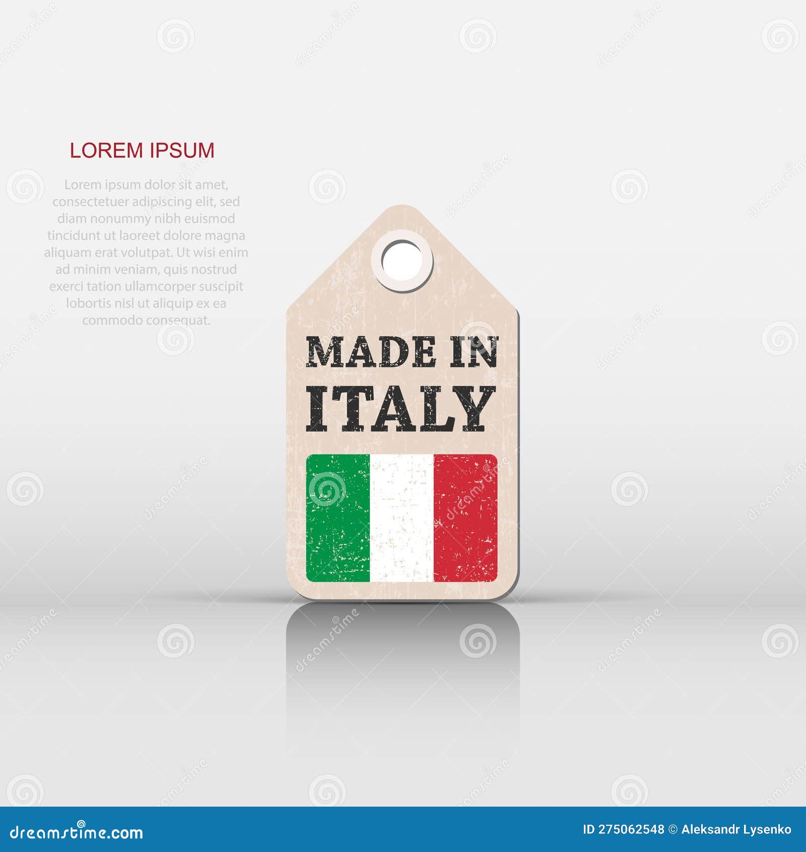 Hang Tag Made in Italy with Flag. Vector Illustration Stock Vector ...
