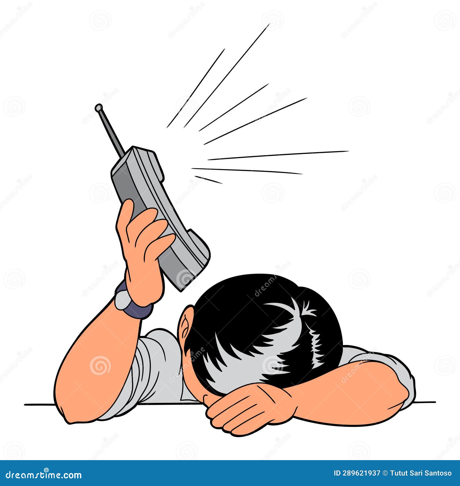 Man hang up phone stock illustration. Illustration of flat - 289621937