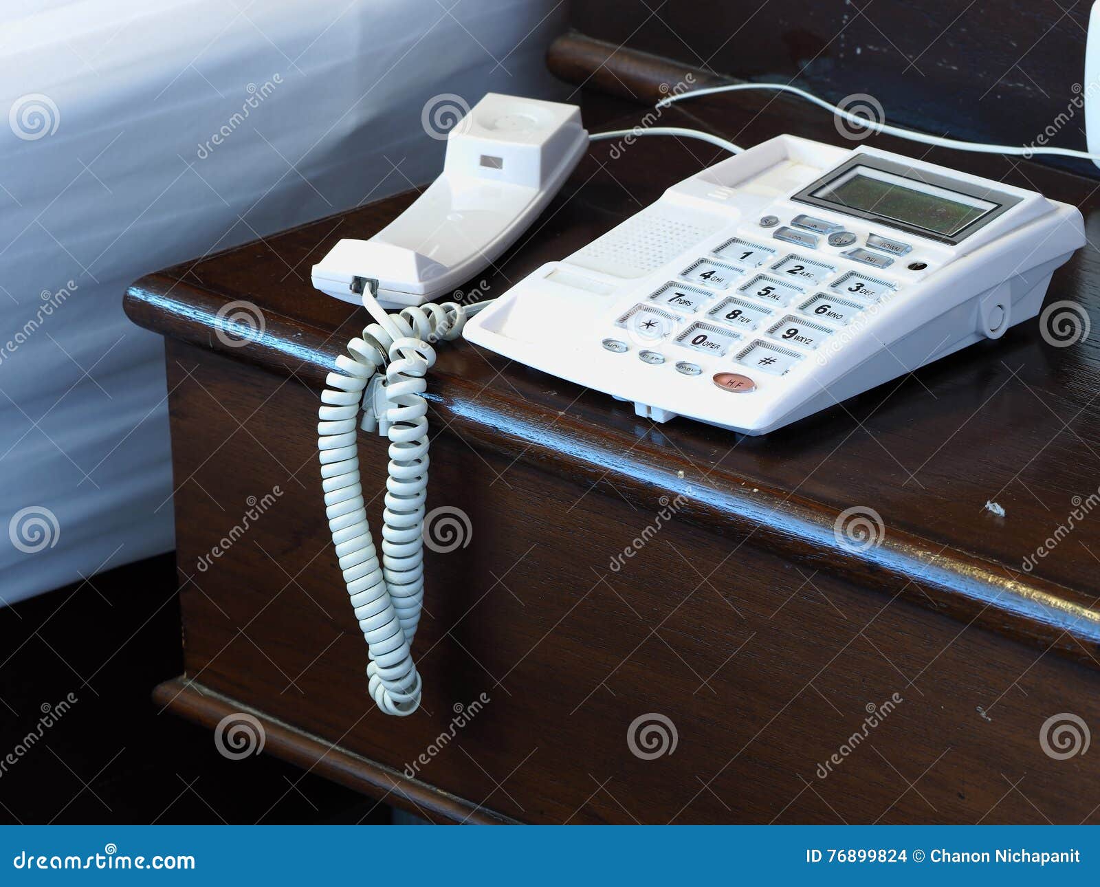 Hang Up Telephone on the Wooden Table Stock Photo - Image of line ...